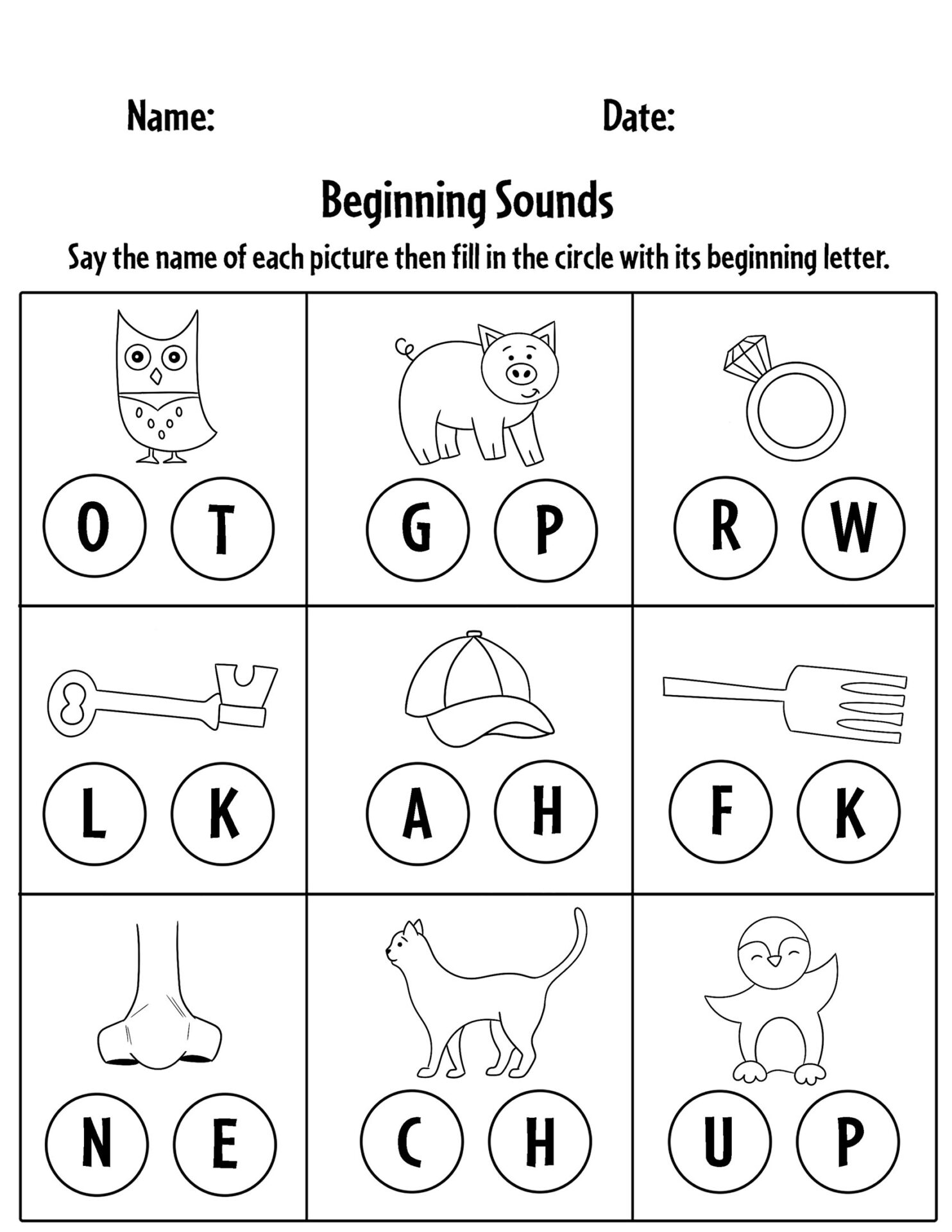 Free Beginning Sounds Worksheets for Preschool ⋆ The Hollydog Blog