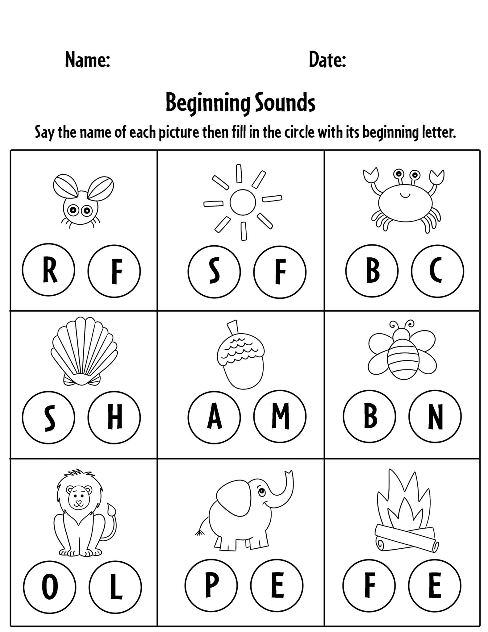 Free Beginning Sounds Worksheets for Preschool ⋆ The Hollydog Blog