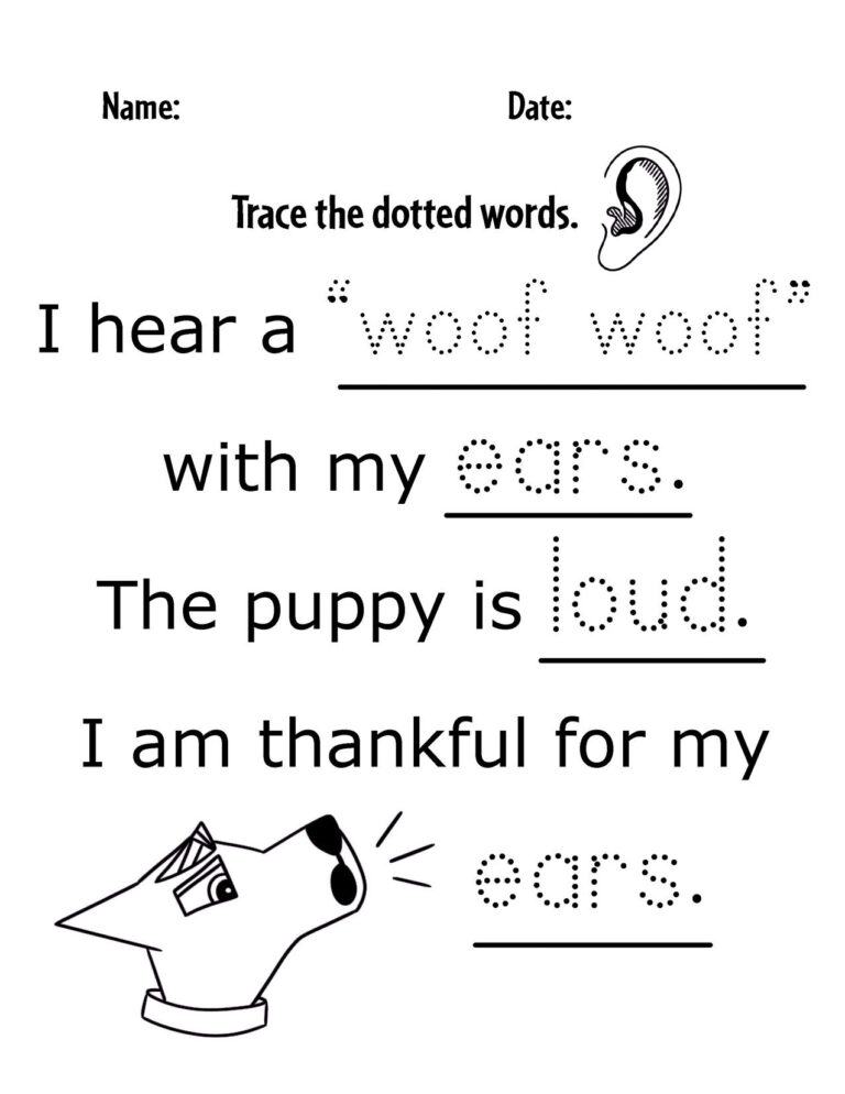 Sense of Sound Worksheets for Preschool ⋆ The Hollydog Blog