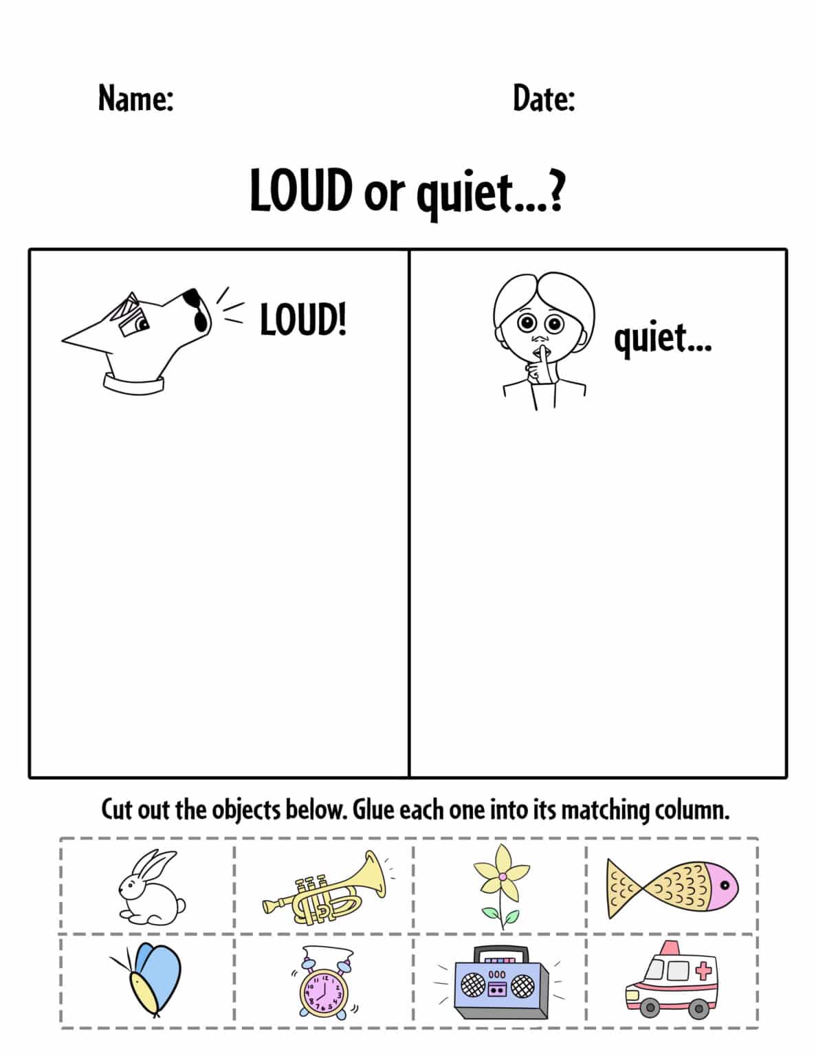 Sense of Sound Worksheets for Preschool ⋆ The Hollydog Blog
