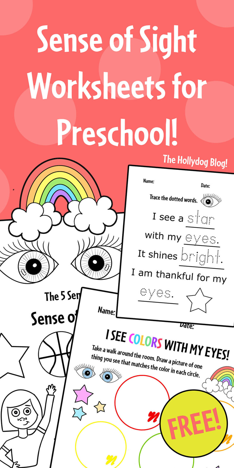 Sense of Sight Worksheets for Preschool ⋆ The Hollydog Blog