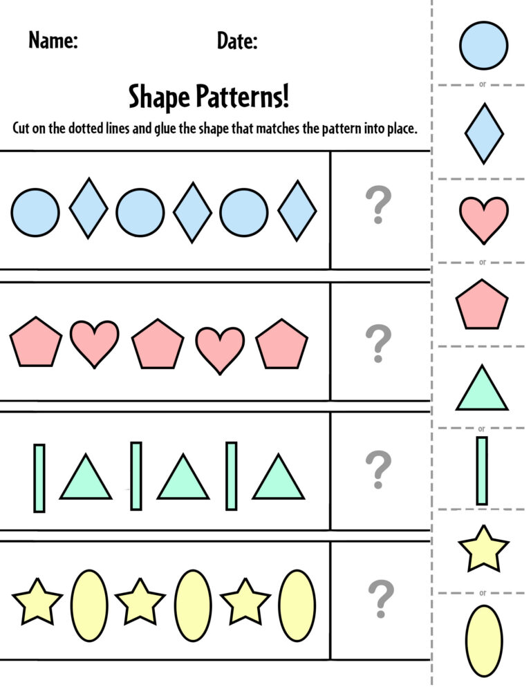 Free Printable Pattern Worksheets for Preschool ⋆ The Hollydog Blog