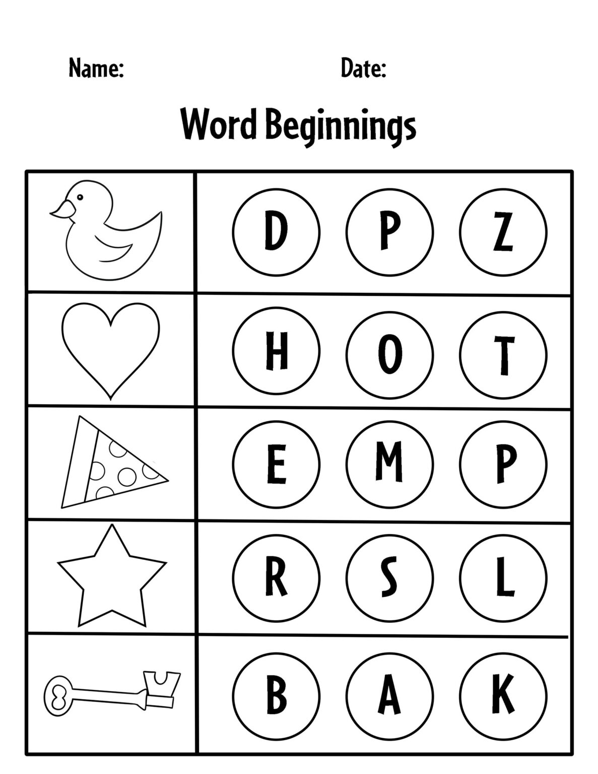Free Beginning Sounds Worksheets for Preschool ⋆ The Hollydog Blog