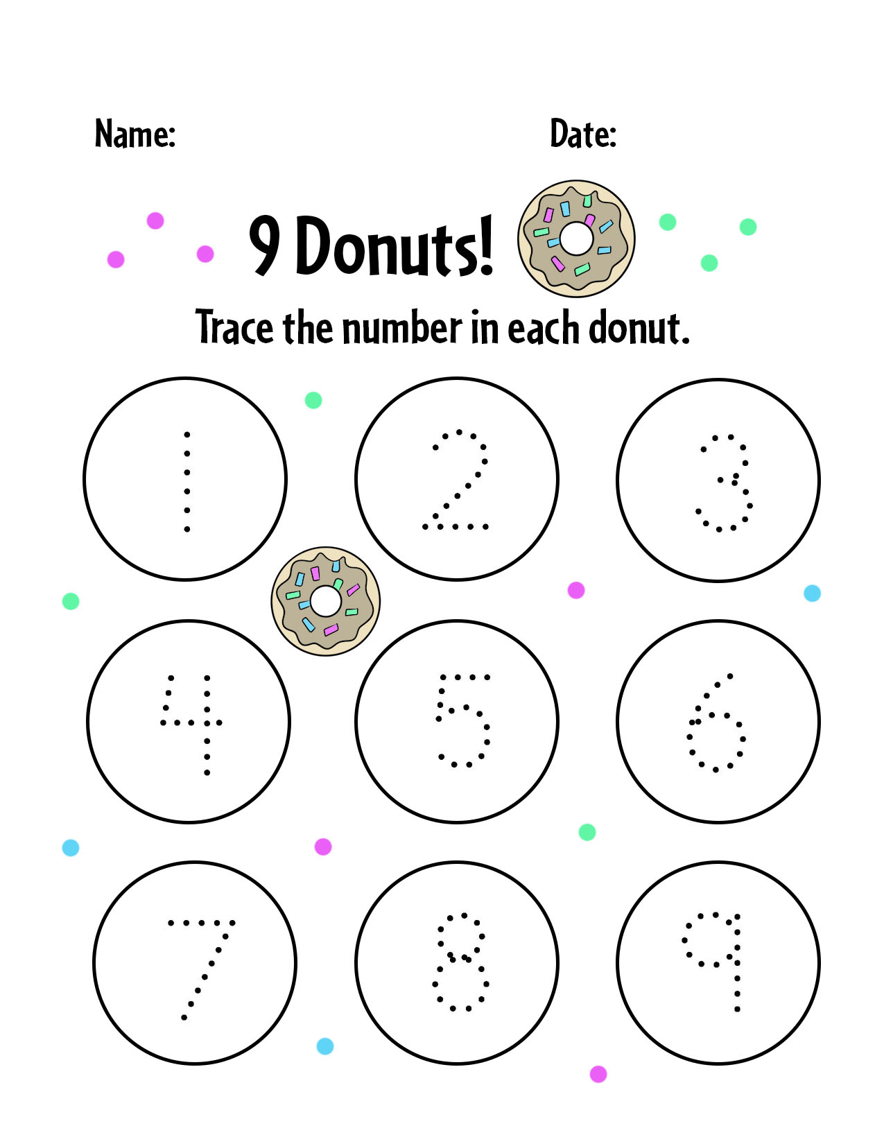 FREE Number 9 Worksheets for Preschool ⋆ The Hollydog Blog