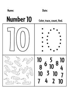 FREE Number 10 Worksheets for Preschool ⋆ The Hollydog Blog