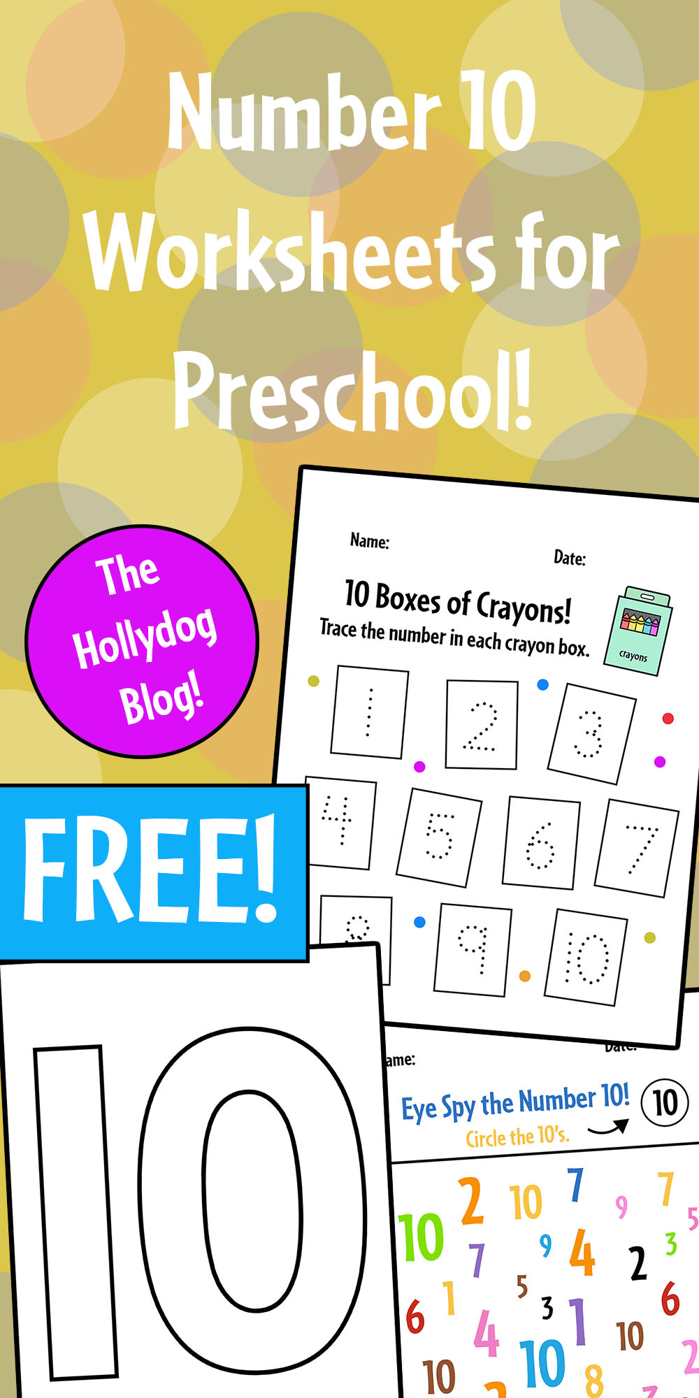 FREE Number 10 Worksheets for Preschool ⋆ The Hollydog Blog