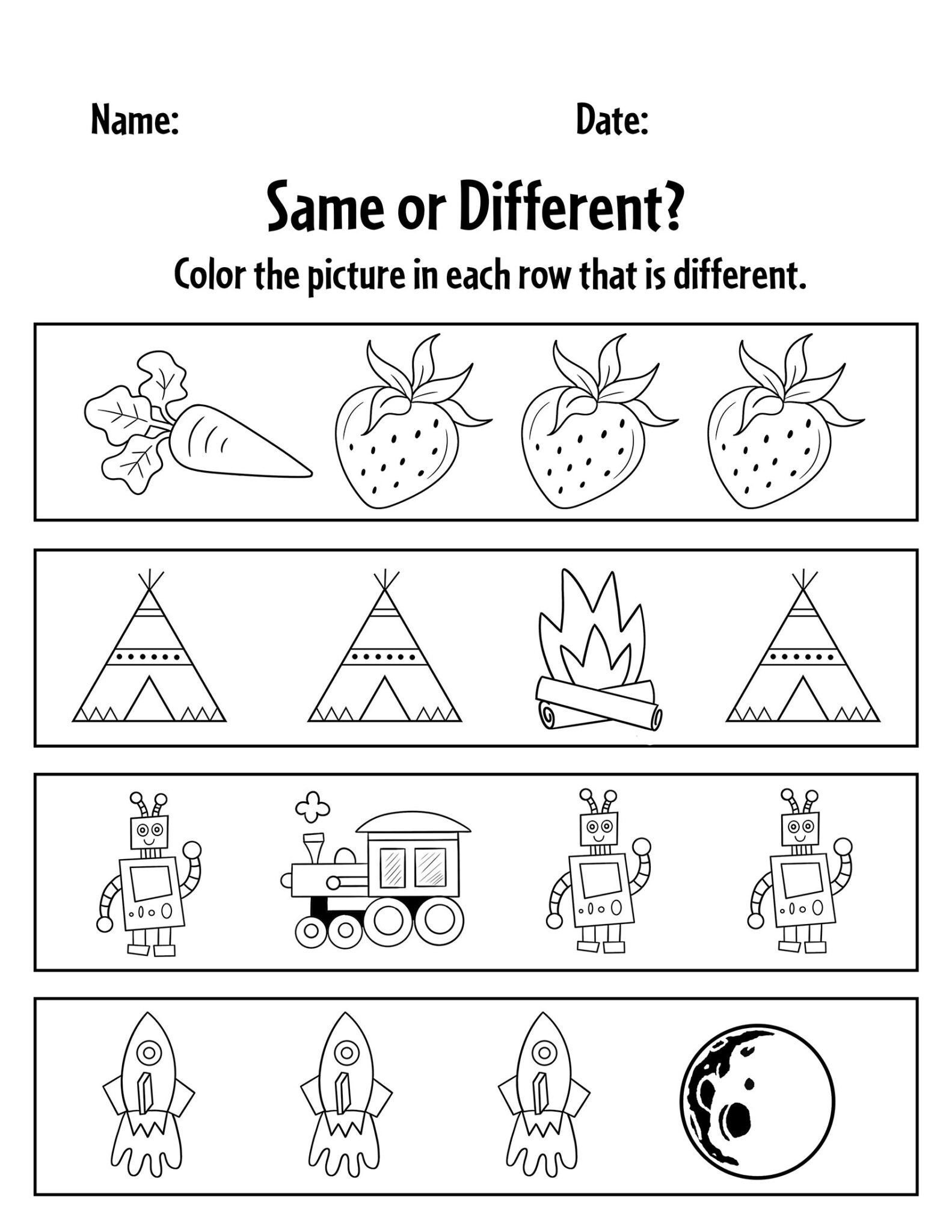 FREE Same and Different Worksheets for Preschool ⋆ The Hollydog Blog