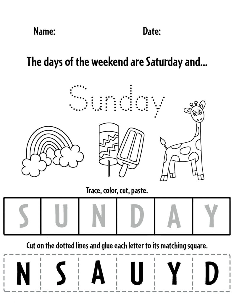 Days Of The Week Printables For Preschoolers Days Of The Week Printables For Preschoolers