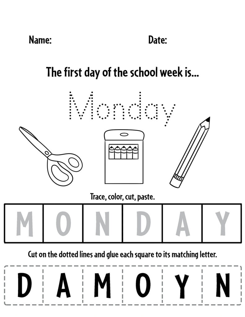 Free Cut And Paste Days Of The Week Worksheets The Hollydog Blog Free Cut And Paste Days Of The Week Worksheets The Hollydog Blog