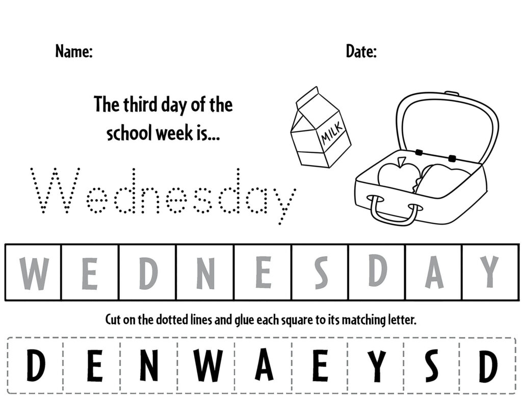 Free Cut And Paste Days Of The Week Worksheets The Hollydog Blog