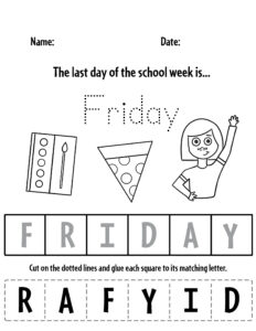 Free Cut and Paste Days of the Week Worksheets! ⋆ The Hollydog Blog