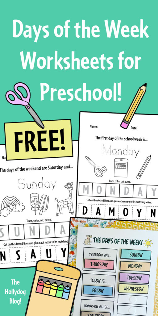 Free Cut And Paste Days Of The Week Worksheets The Hollydog Blog Free Cut And Paste Days Of The Week Worksheets The Hollydog Blog