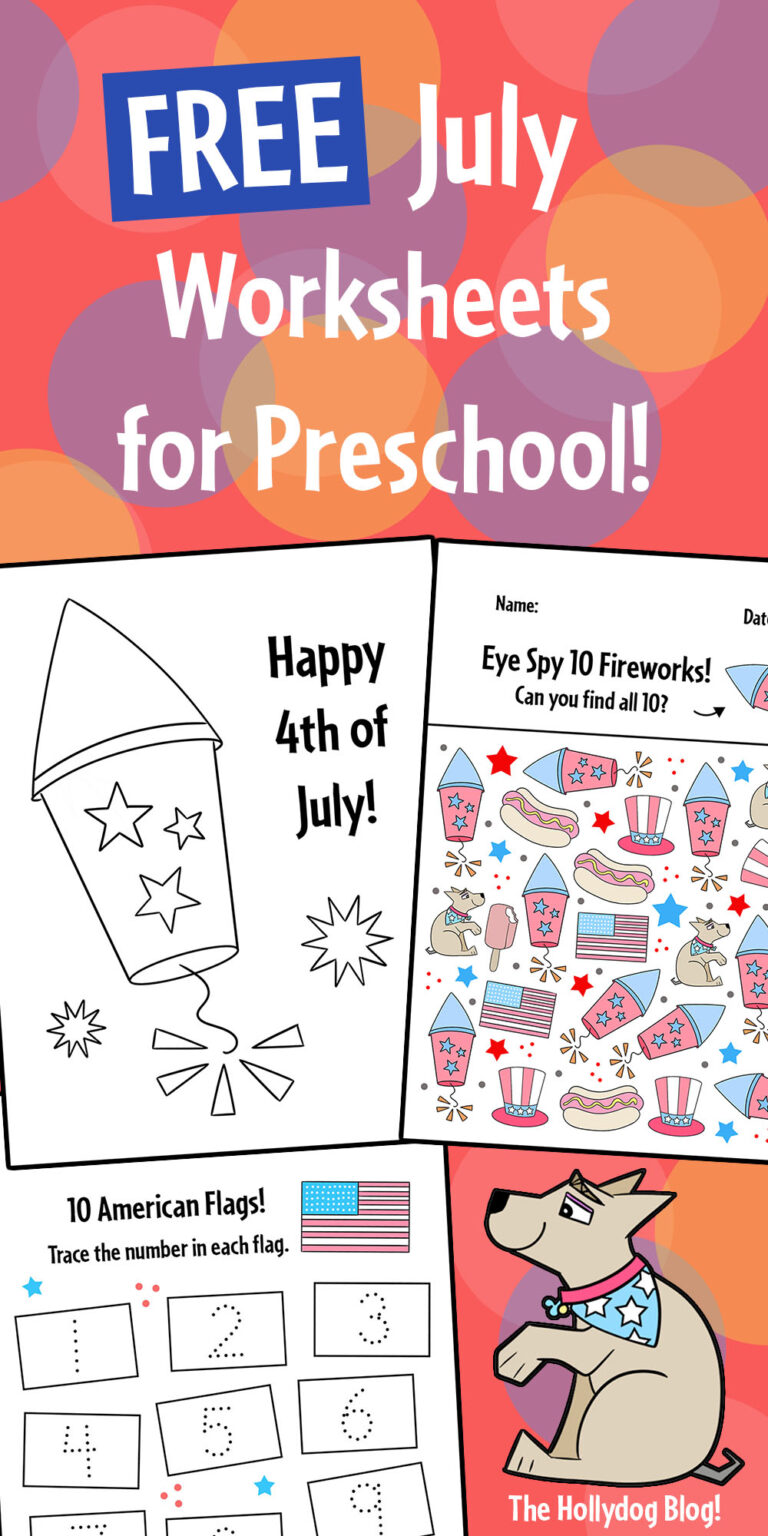 FREE July Worksheets for Preschool! ⋆ The Hollydog Blog