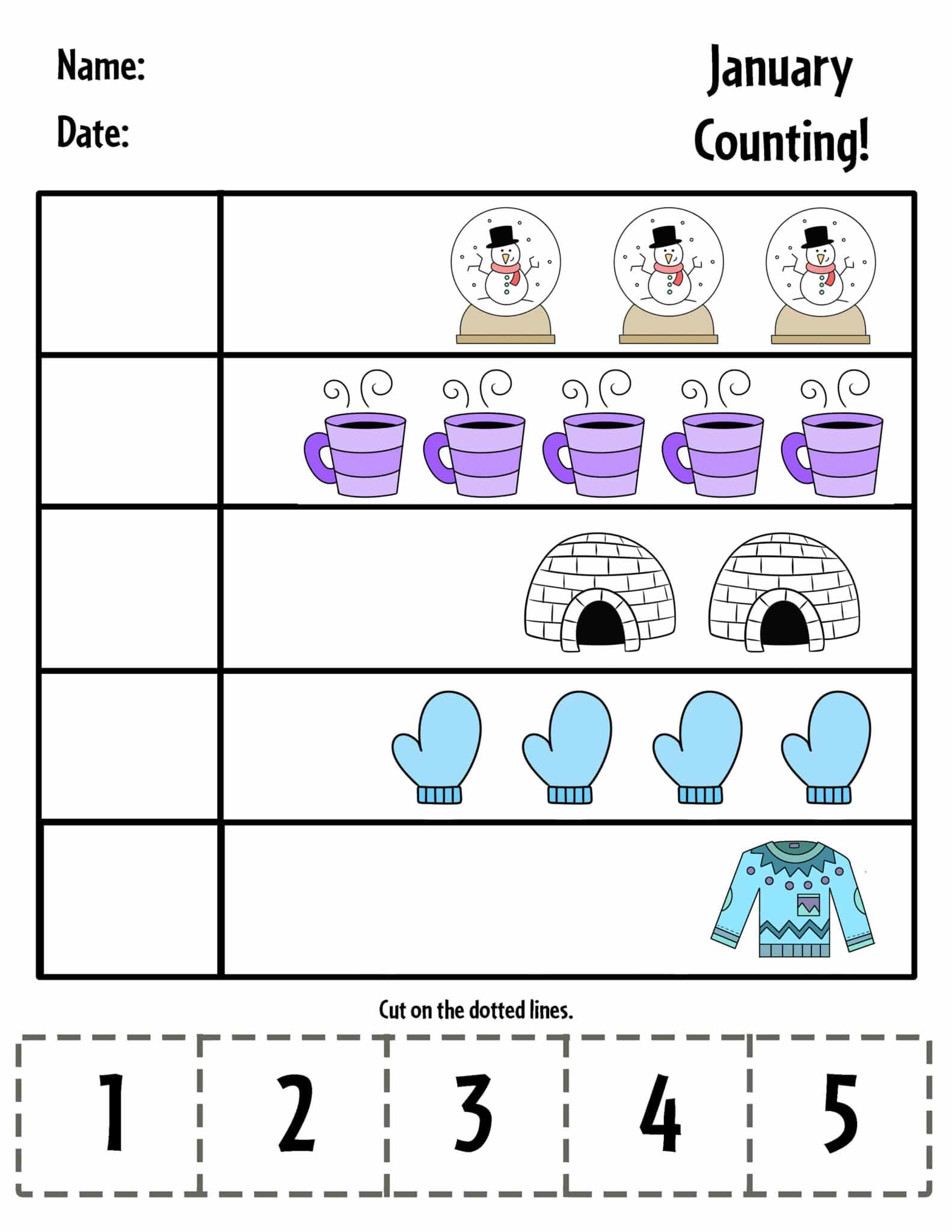 FREE January Worksheets for Preschool ⋆ The Hollydog Blog
