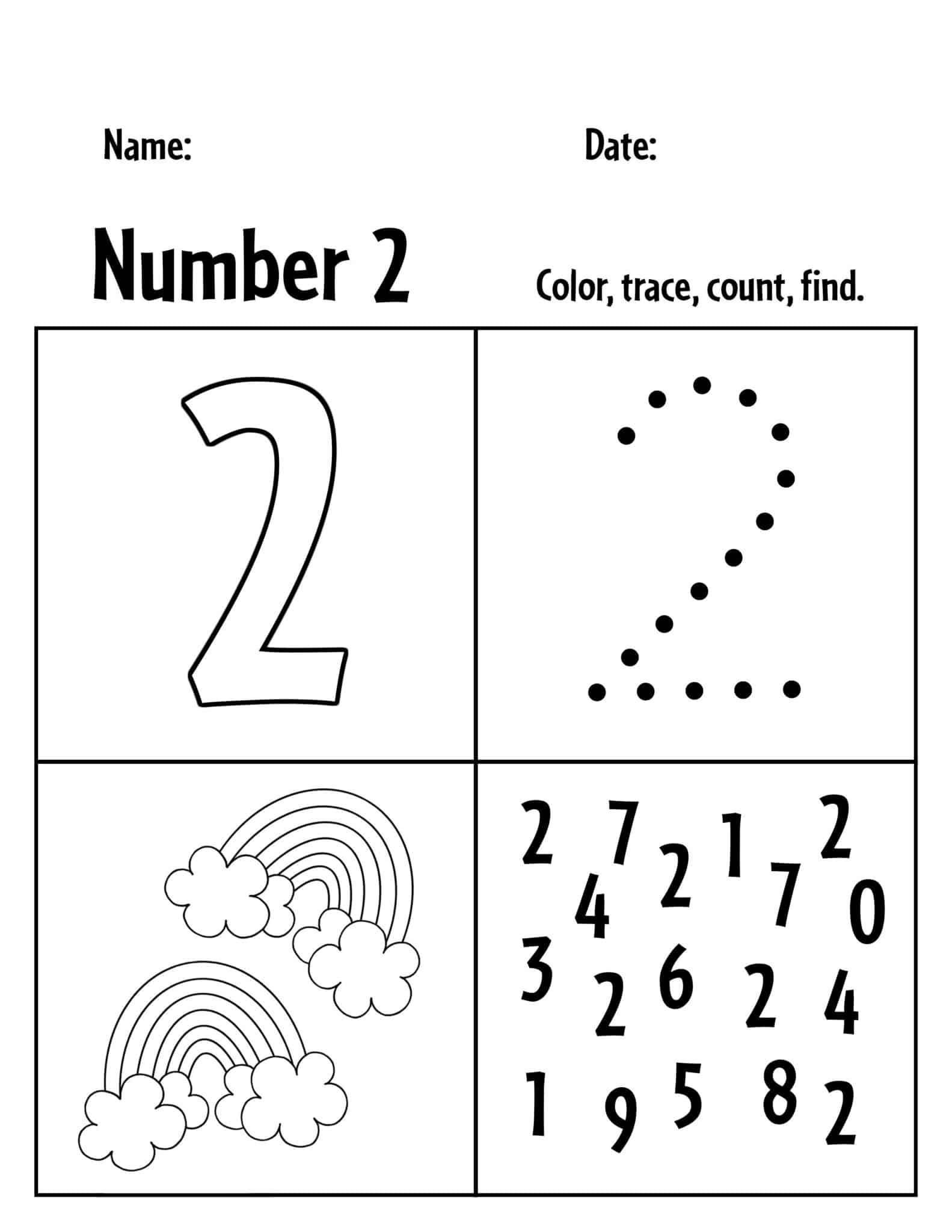 FREE Number 2 Worksheets For Preschool The Hollydog Blog