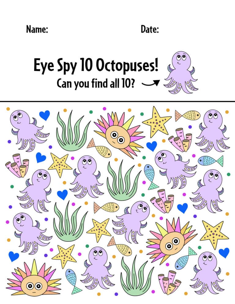 Free Octopus Activities and Worksheets for Preschool! ⋆ The Hollydog Blog