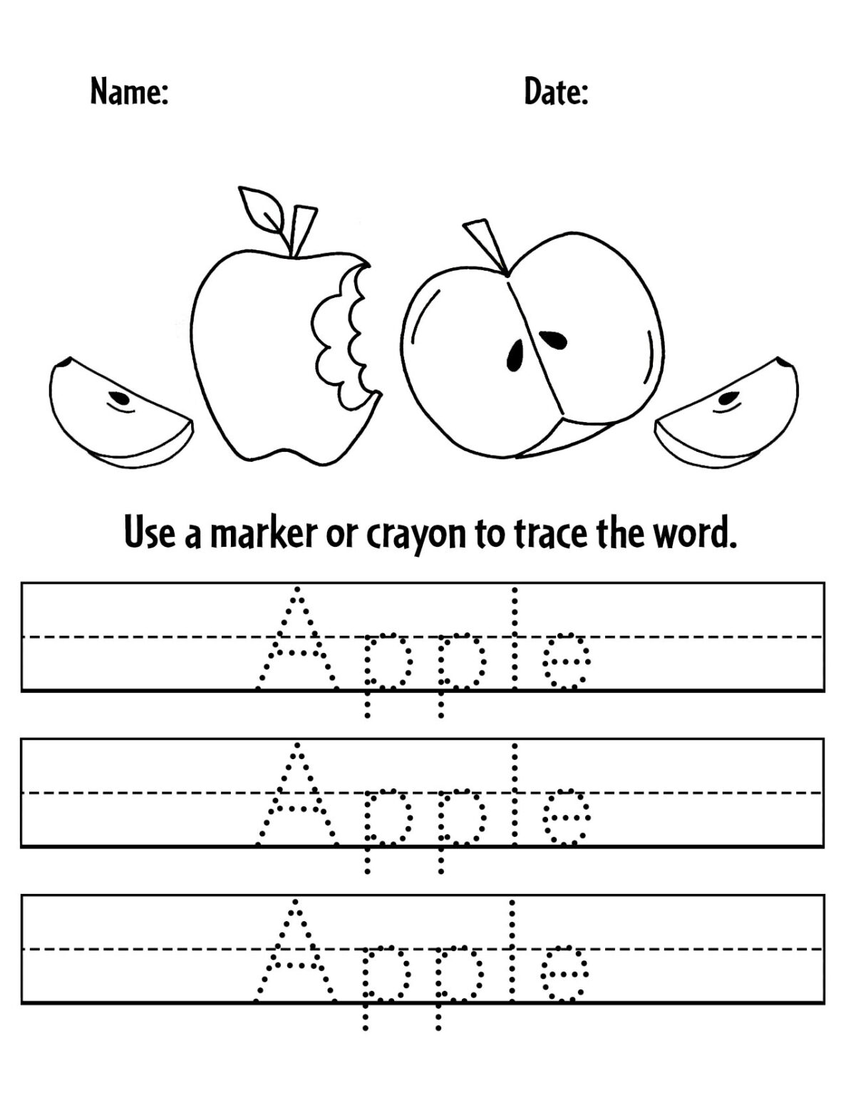 Free Apple Worksheets for Preschool! ⋆ The Hollydog Blog