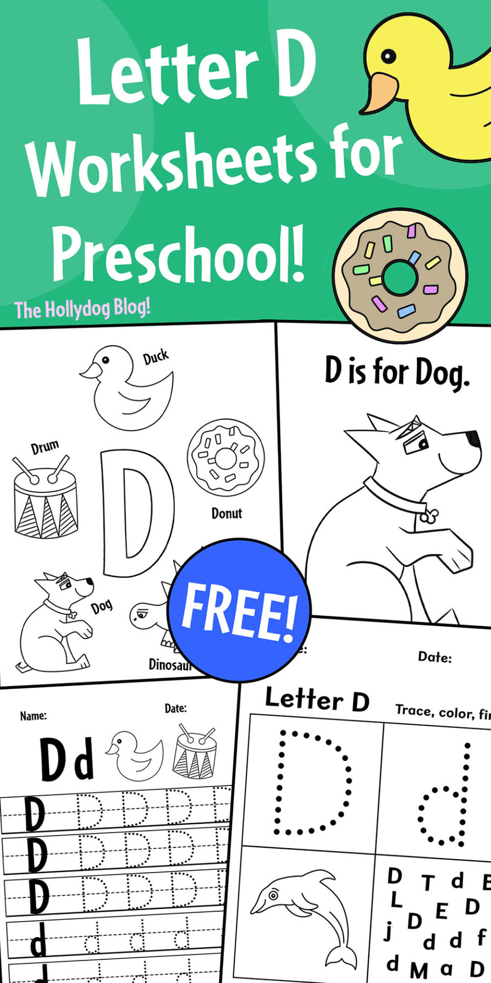 FREE Letter D Worksheets for Preschool! ⋆ The Hollydog Blog