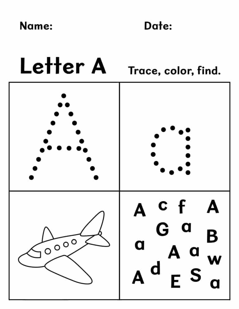 FREE Letter A Worksheets for Preschool! ⋆ The Hollydog Blog