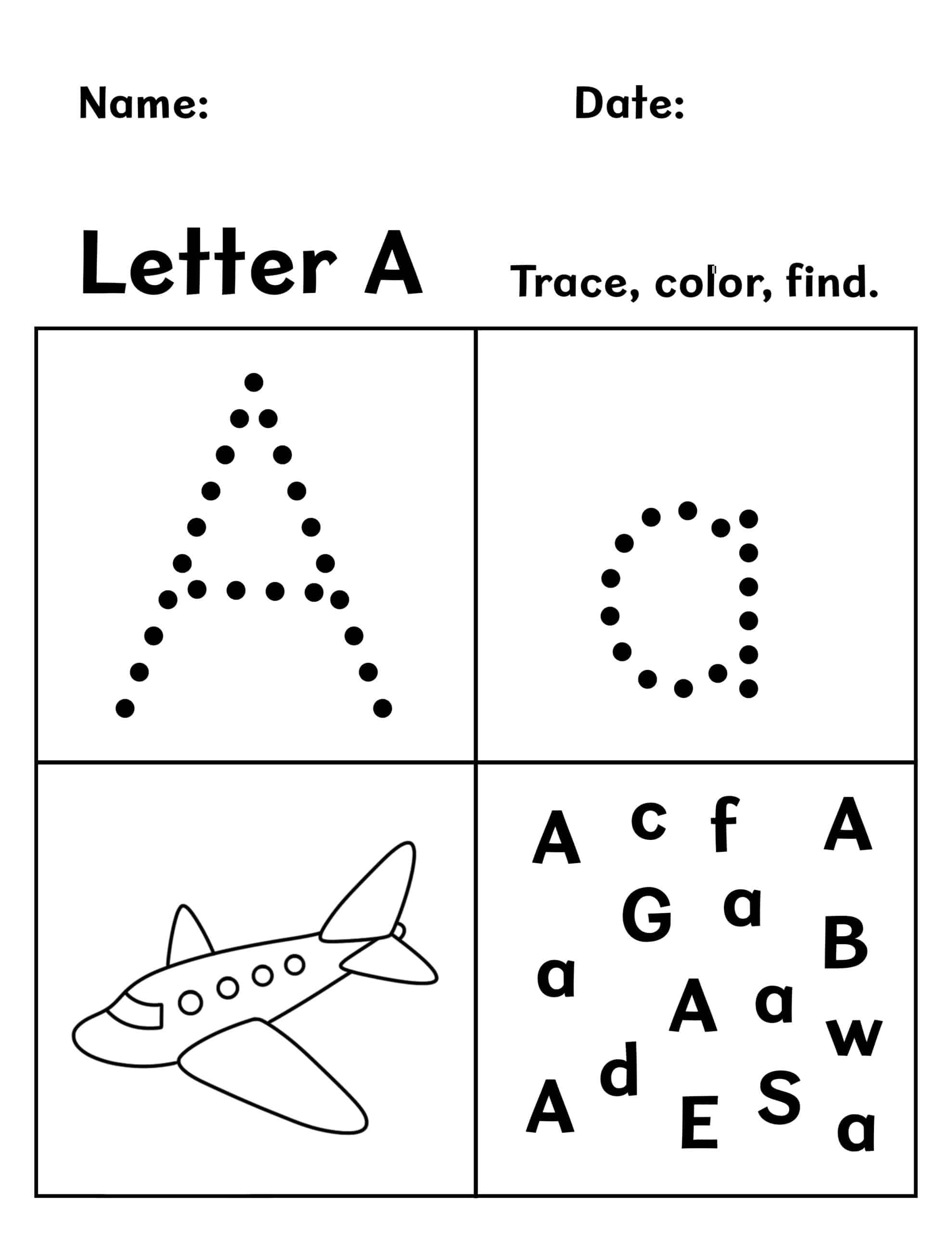 FREE Letter A Worksheets for Preschool! ⋆ The Hollydog Blog