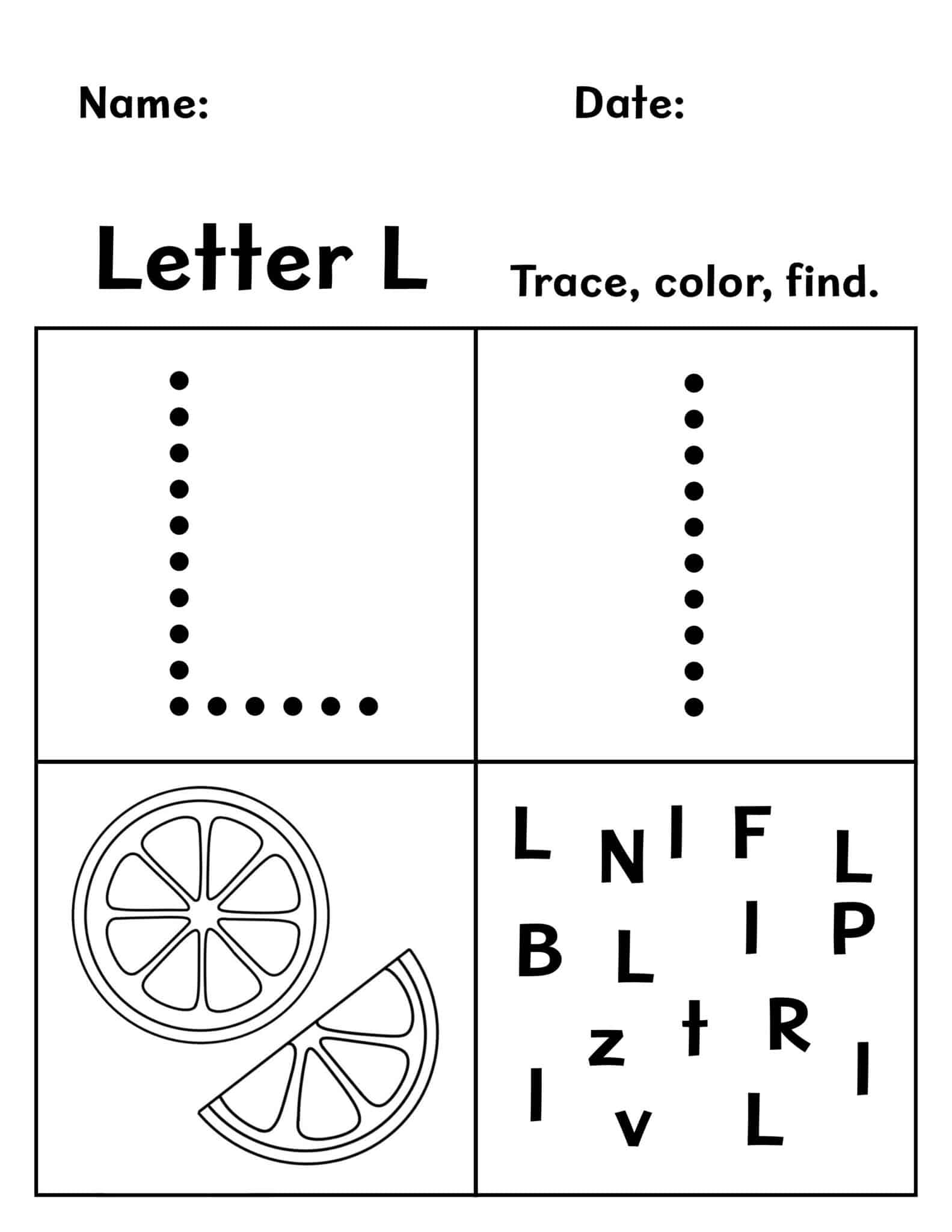 Free Letter L Worksheets for Preschool ⋆ The Hollydog Blog