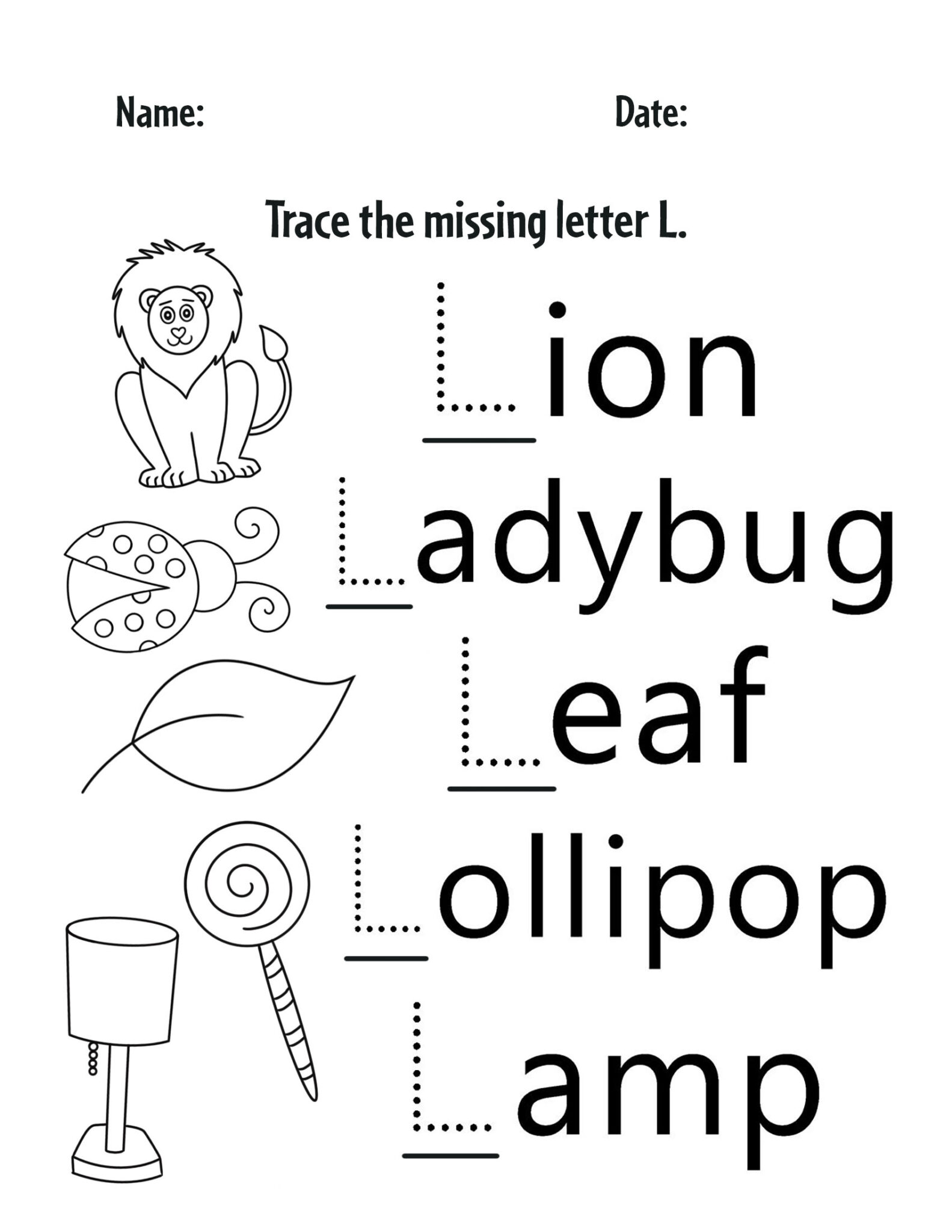 Free Letter L Worksheets for Preschool ⋆ The Hollydog Blog