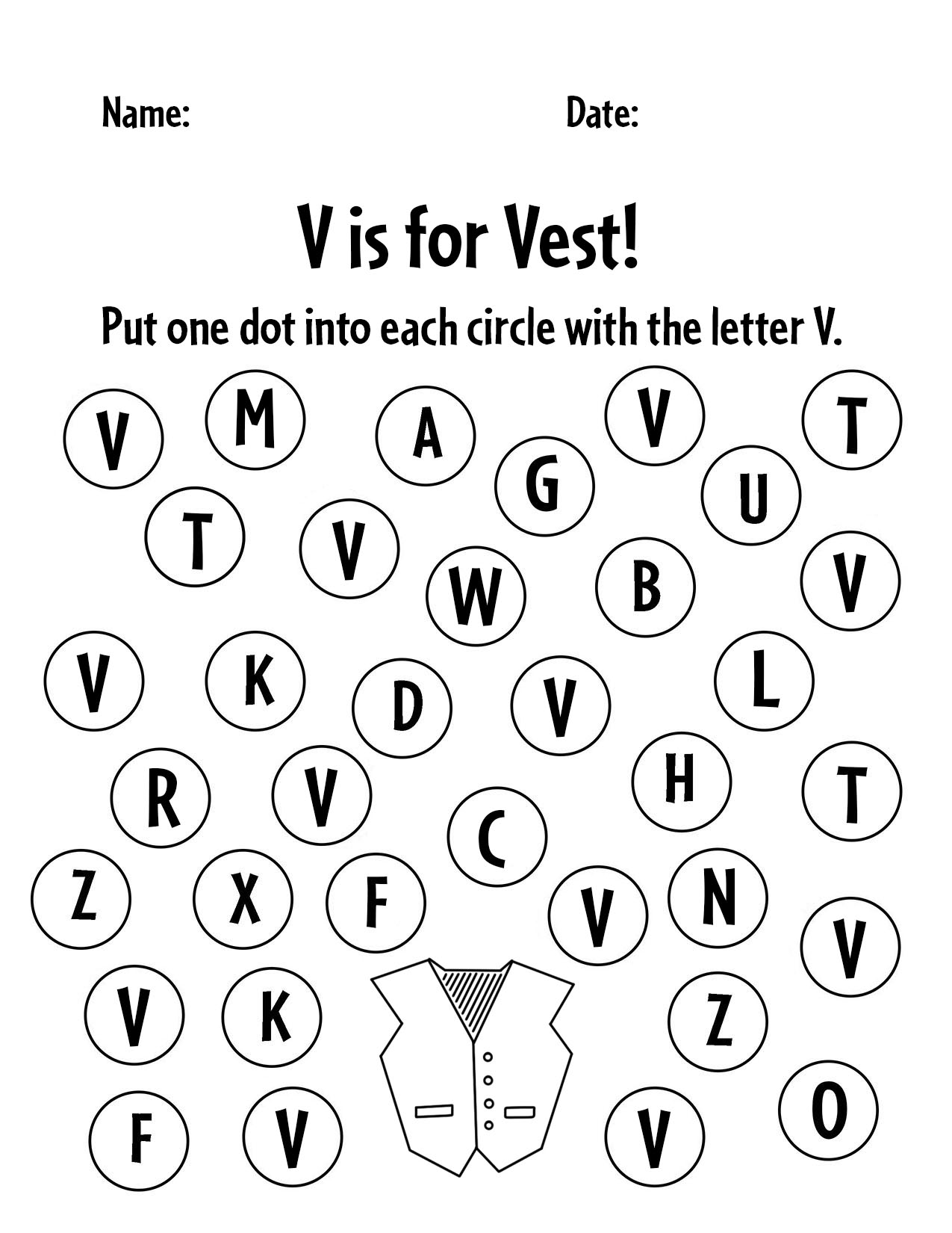 FREE Letter V Worksheets for Preschool ⋆ The Hollydog Blog