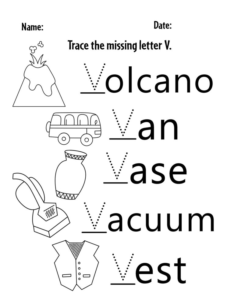 FREE Letter V Worksheets for Preschool ⋆ The Hollydog Blog