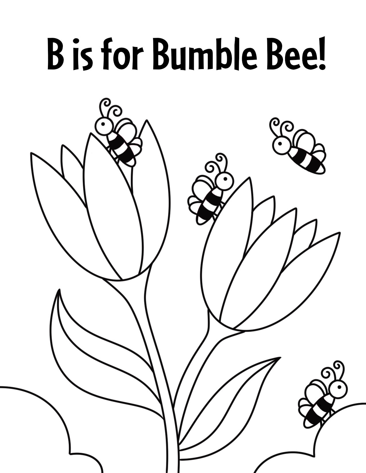 Free Bee Coloring Pages for Preschool (Easy Printable Coloring Sheets ...