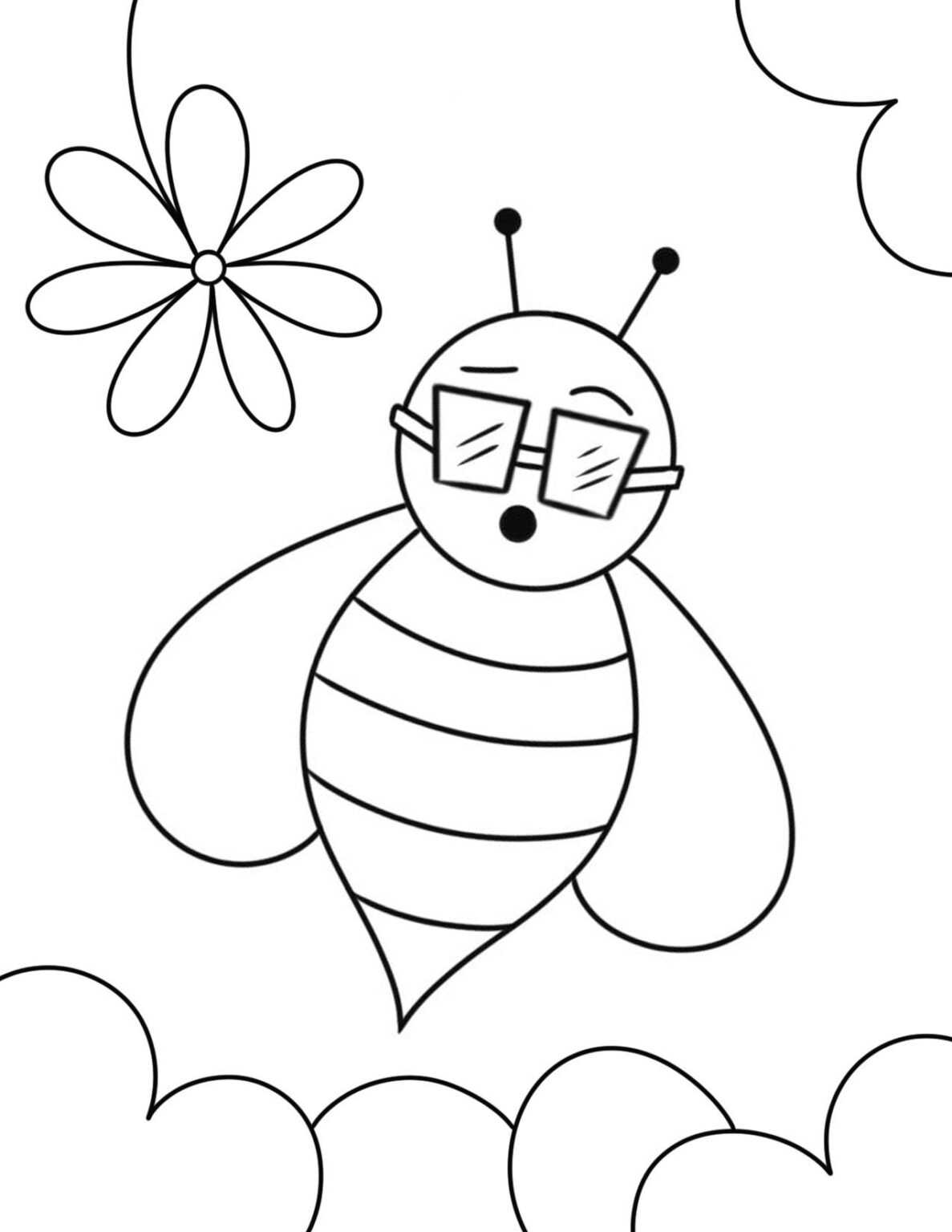 Free Bee Coloring Pages for Preschool (Easy Printable Coloring Sheets ...