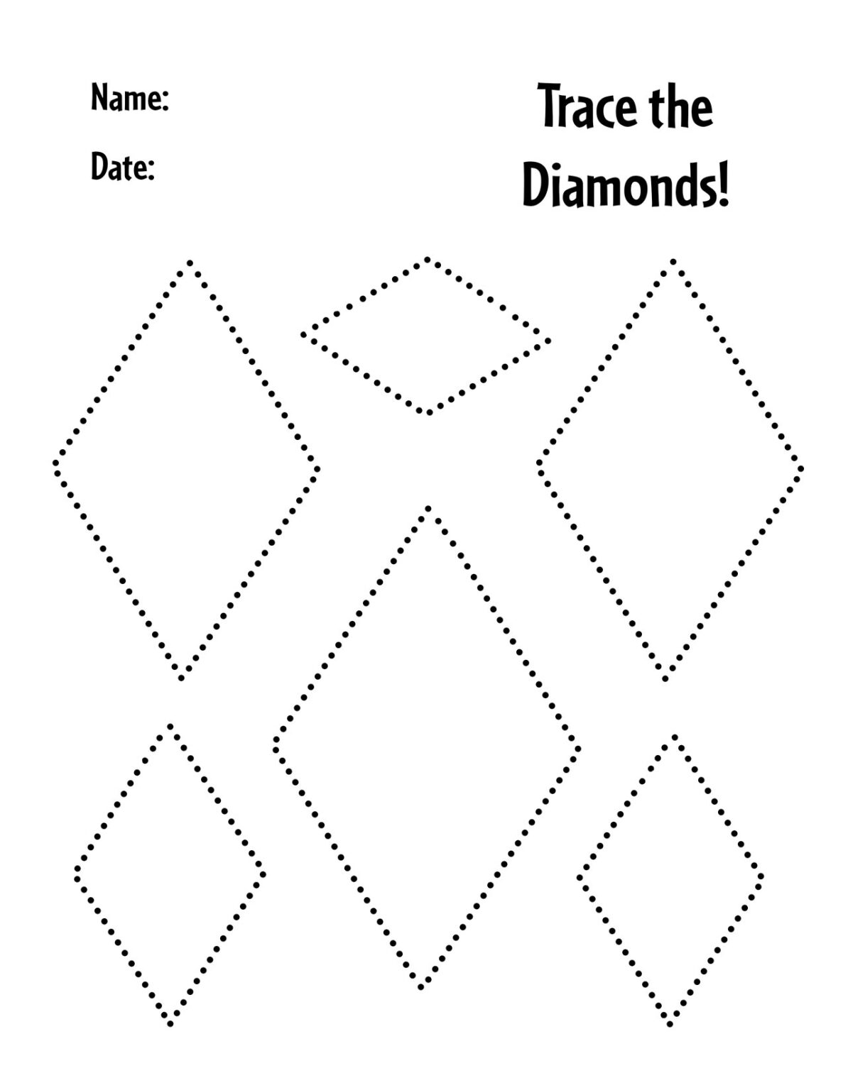 Free Diamond Worksheets for Preschool ⋆ The Hollydog Blog