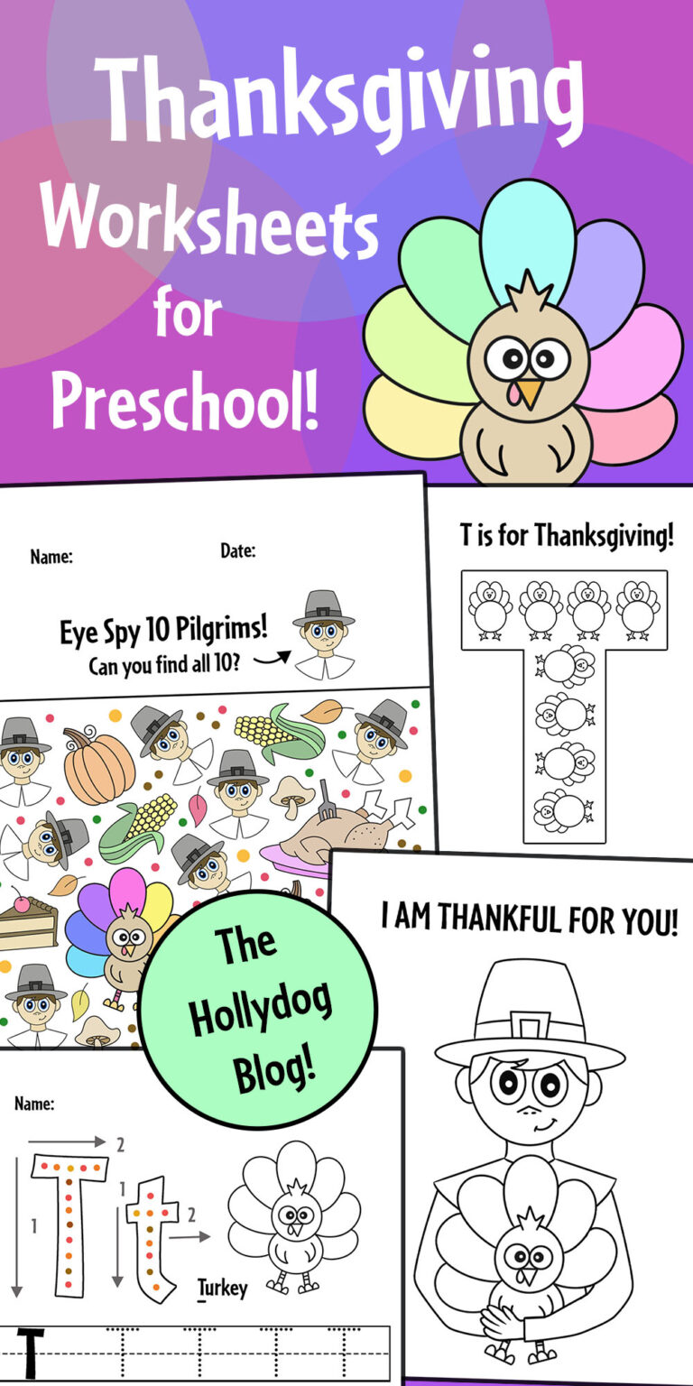 Happy Thanksgiving Worksheets for Preschoolers! ⋆ The Hollydog Blog