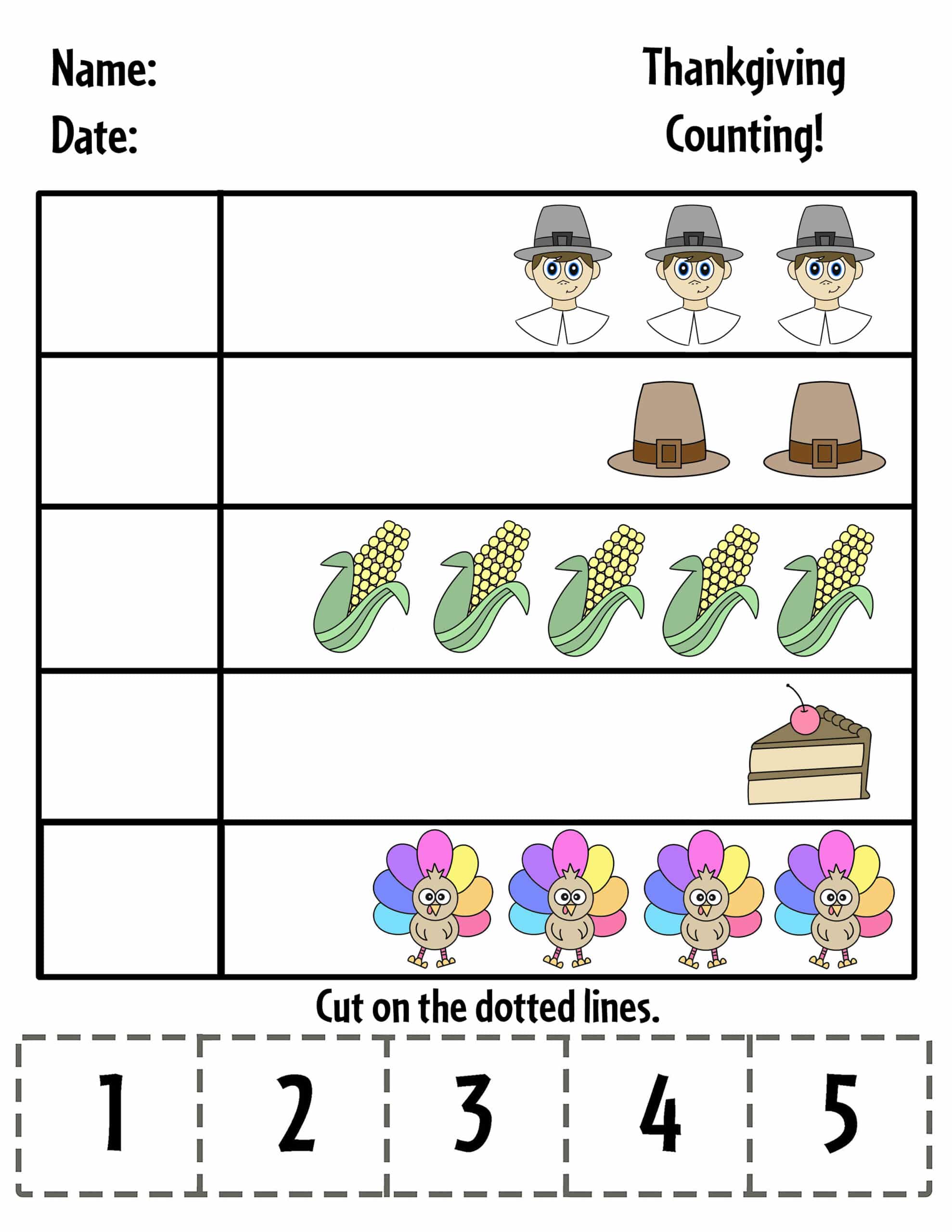 Happy Thanksgiving Worksheets for Preschoolers! ⋆ The Hollydog Blog
