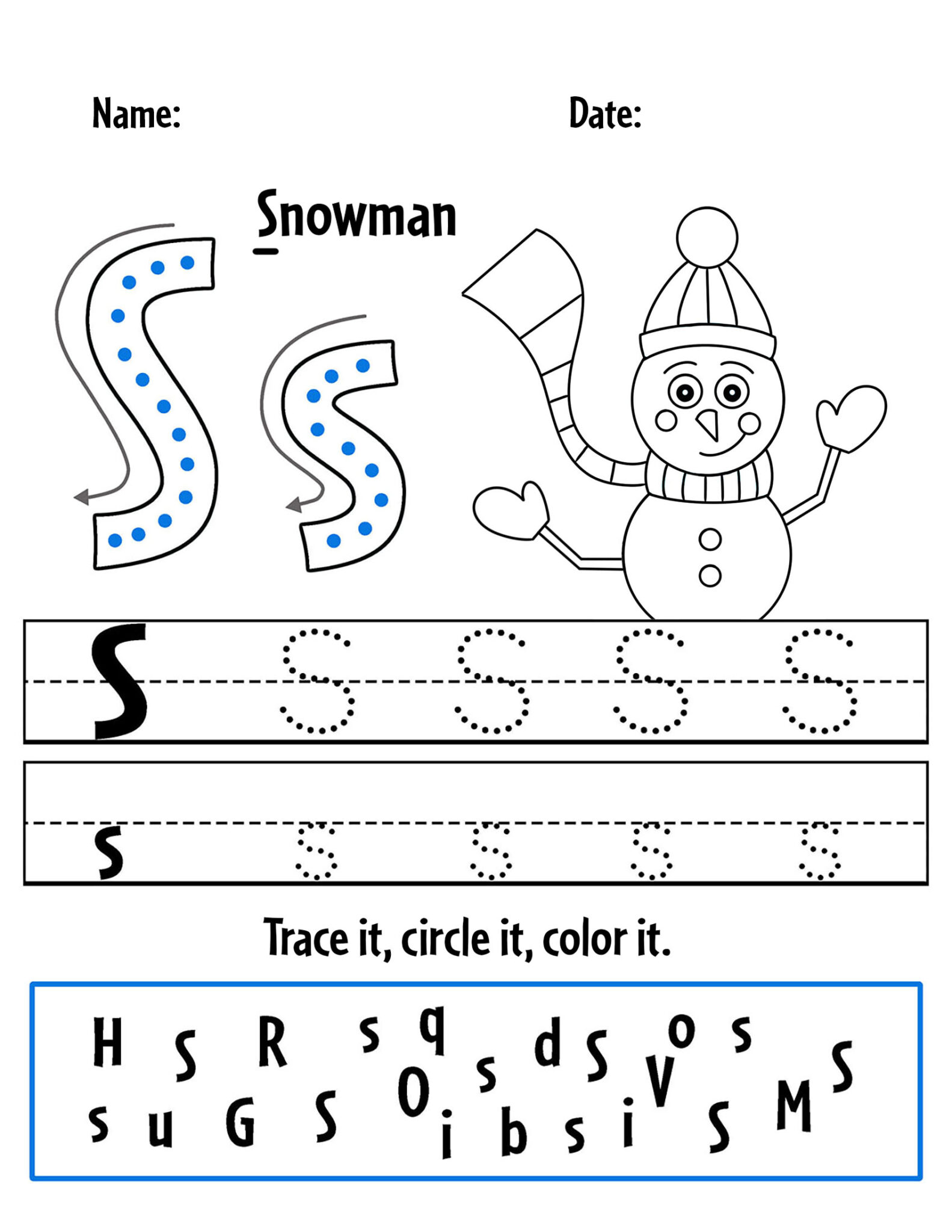 FREE Snowman Worksheets for Preschool! ⋆ The Hollydog Blog