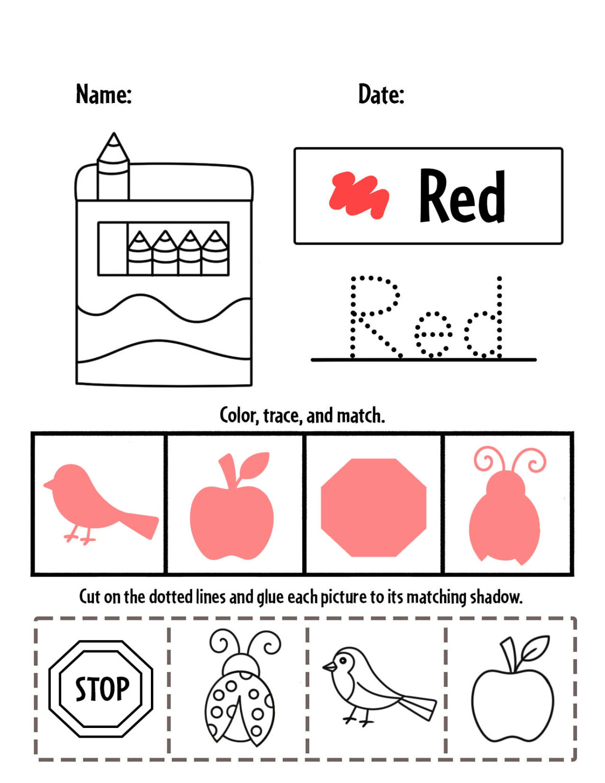 Free Red Color Activities and Worksheets for Preschool! ⋆ The Hollydog Blog