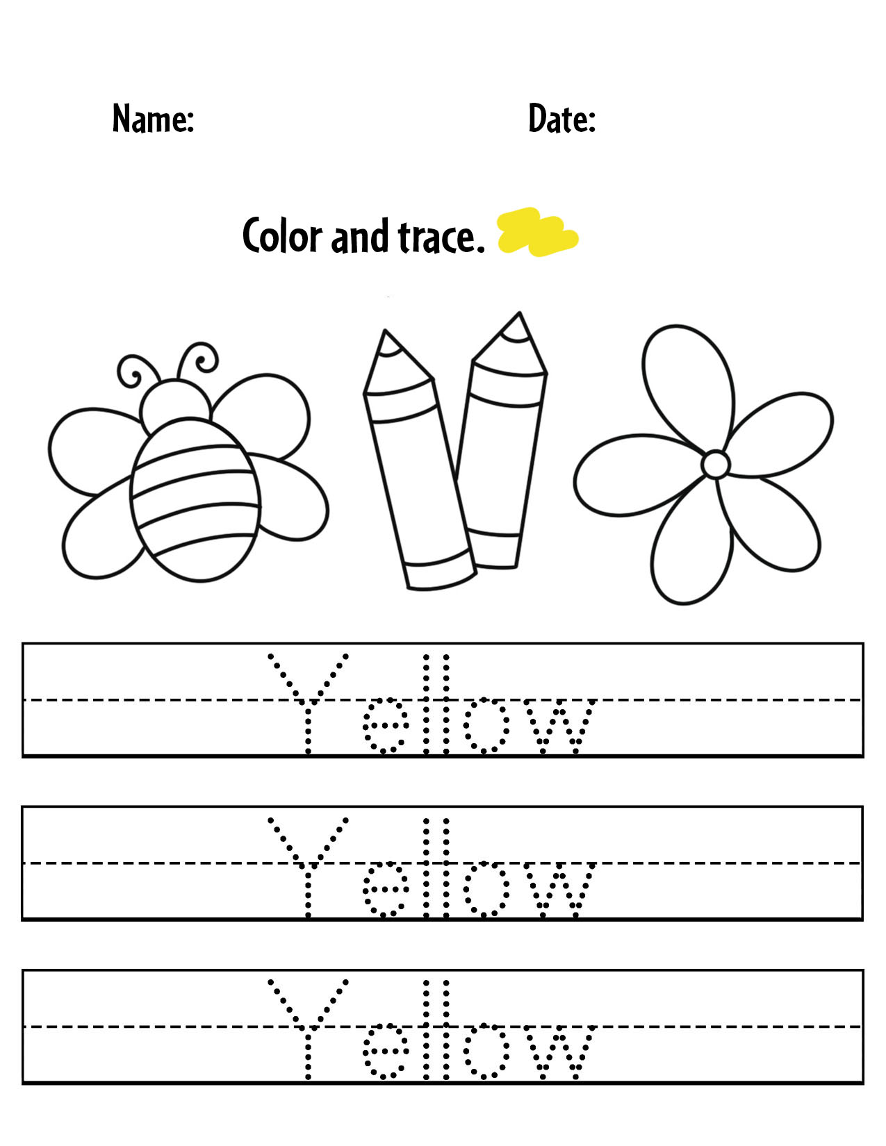 Yellow Color Activities and Worksheets for Preschool! ⋆ The Hollydog Blog