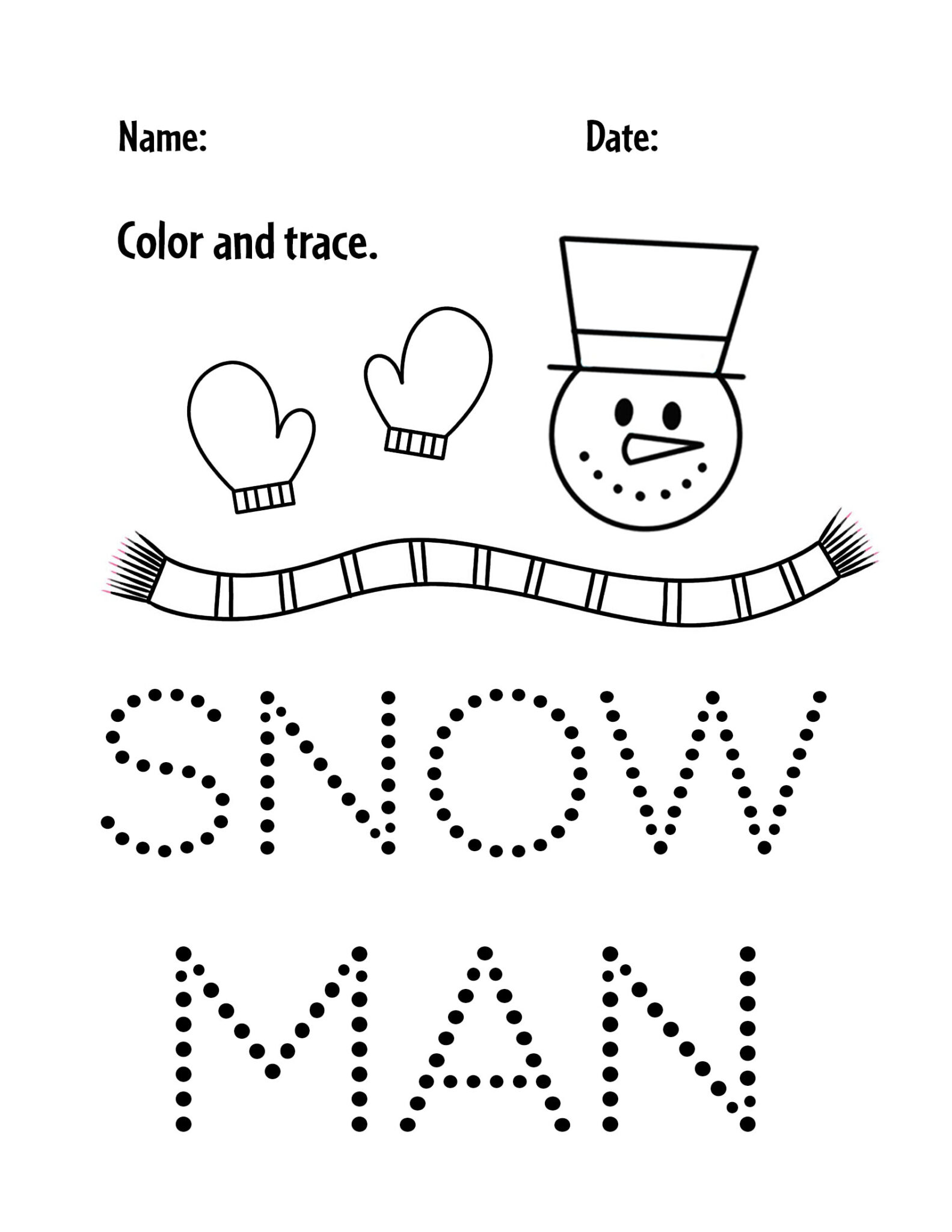 FREE Snowman Worksheets for Preschool! ⋆ The Hollydog Blog