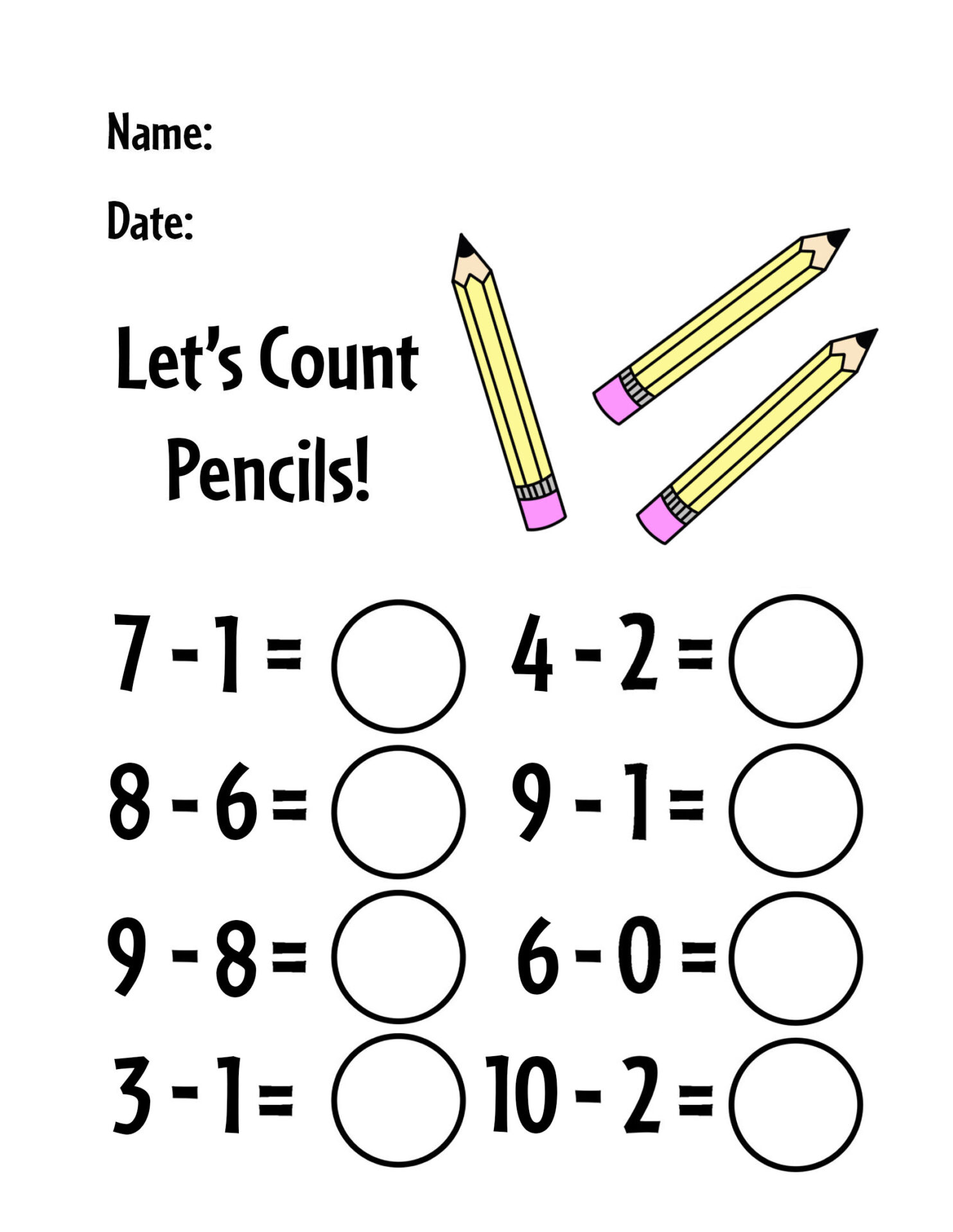 Free Kindergarten Subtraction Worksheets! ⋆ The Hollydog Blog