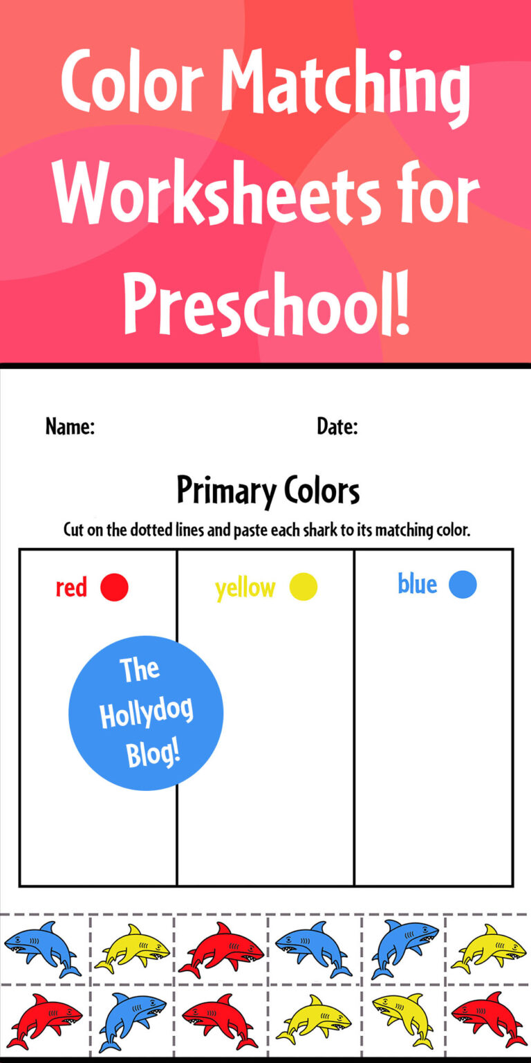 Free Color Matching Worksheets for Preschool ⋆ The Hollydog Blog