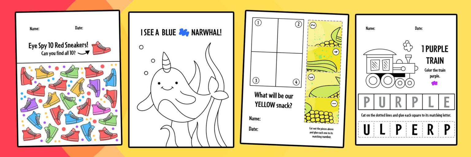 Free Color Worksheets for Preschool! ⋆ The Hollydog Blog