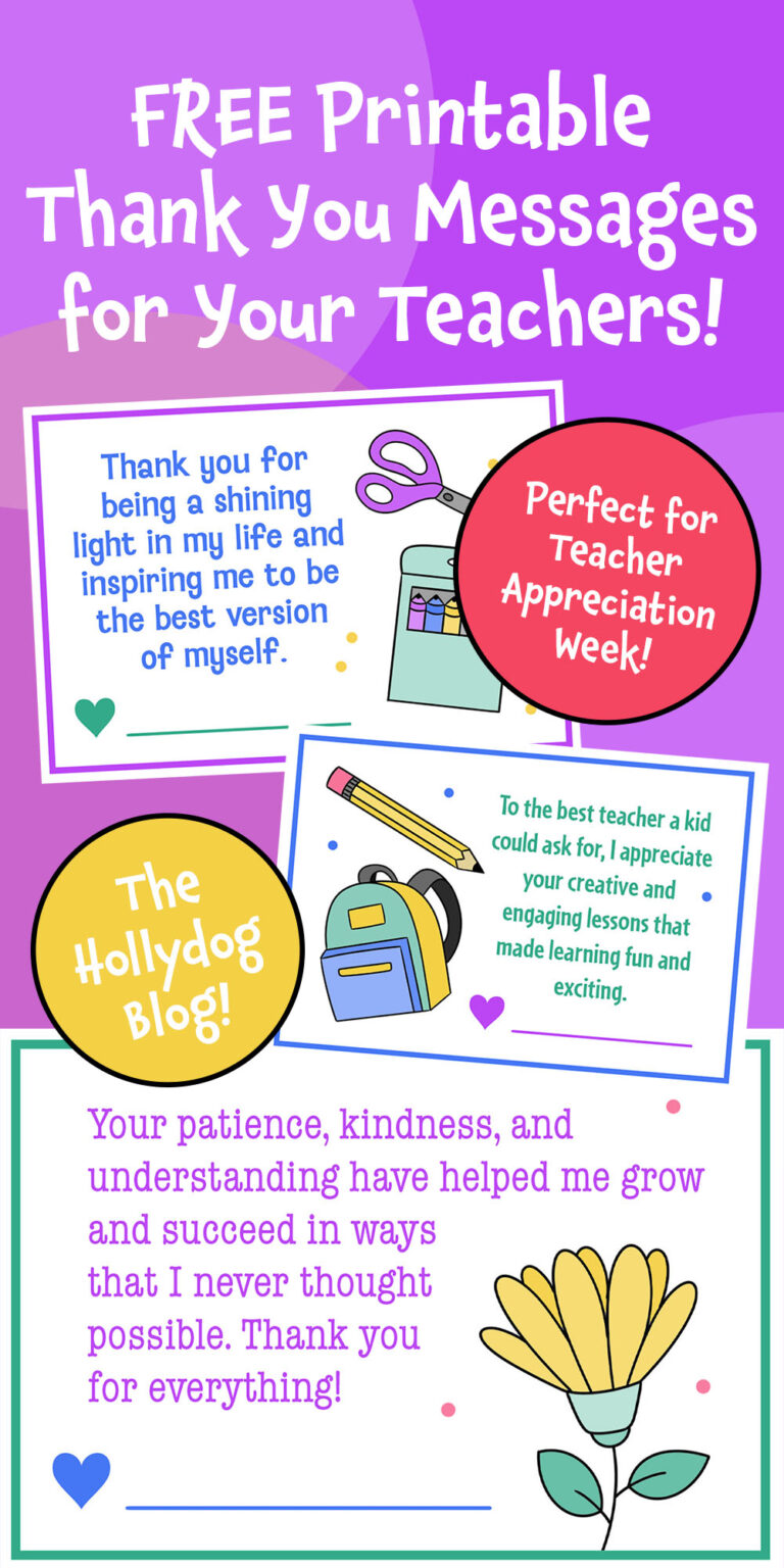 Thank You Message for a Teacher: 10 Free Printable Notes ⋆ The Hollydog ...