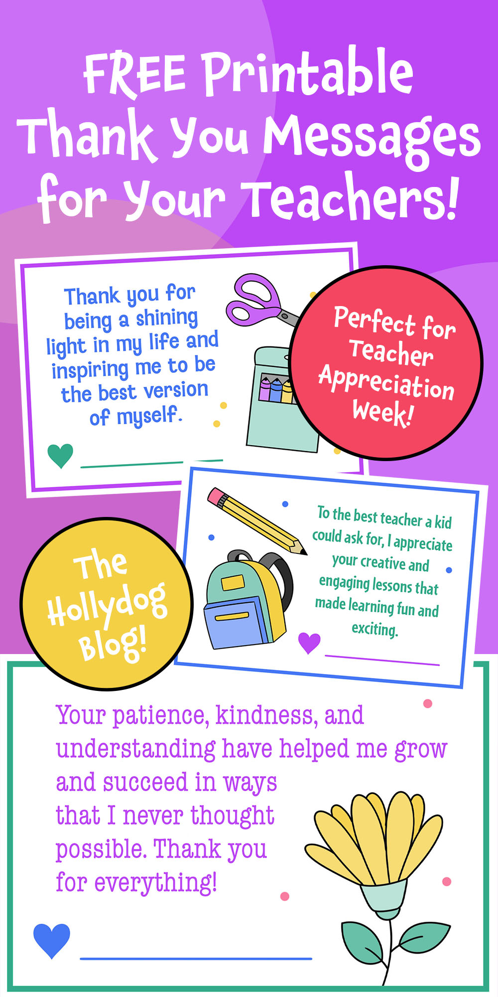 Thank You Message for a Teacher: 10 Free Printable Notes ⋆ The Hollydog ...