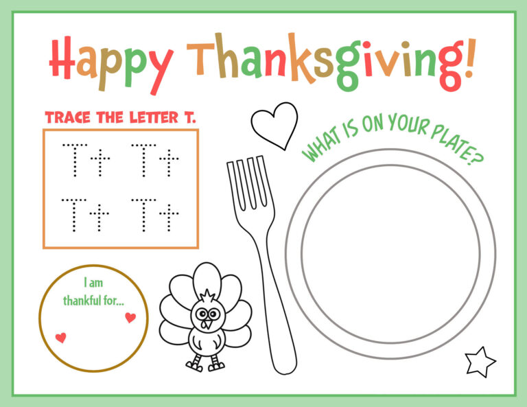 Free Thanksgiving Placemats for Preschool! ⋆ The Hollydog Blog
