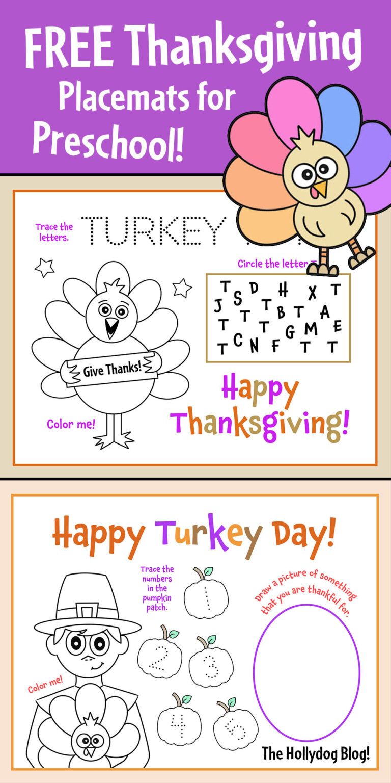 Free Thanksgiving Placemats for Preschool! ⋆ The Hollydog Blog