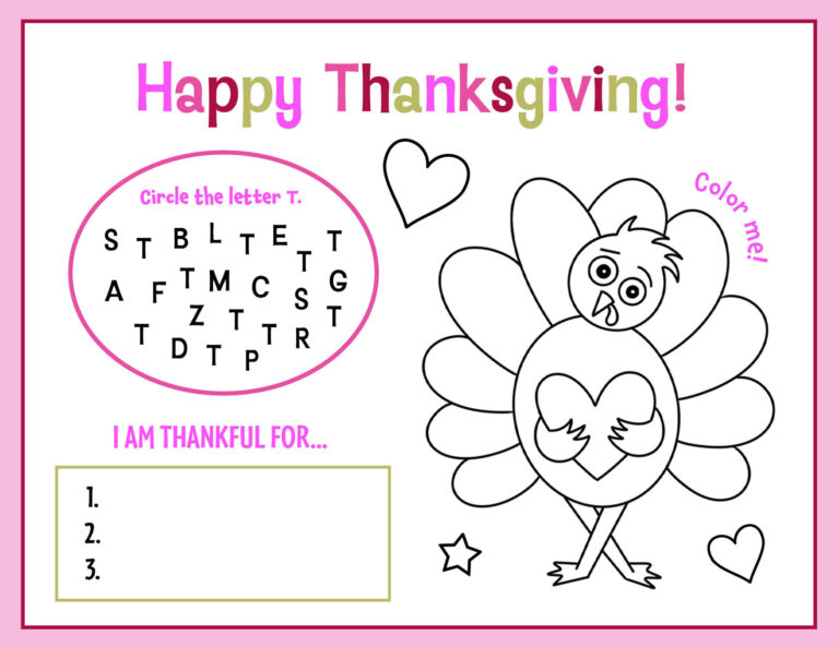 Free Thanksgiving Placemats for Preschool! ⋆ The Hollydog Blog