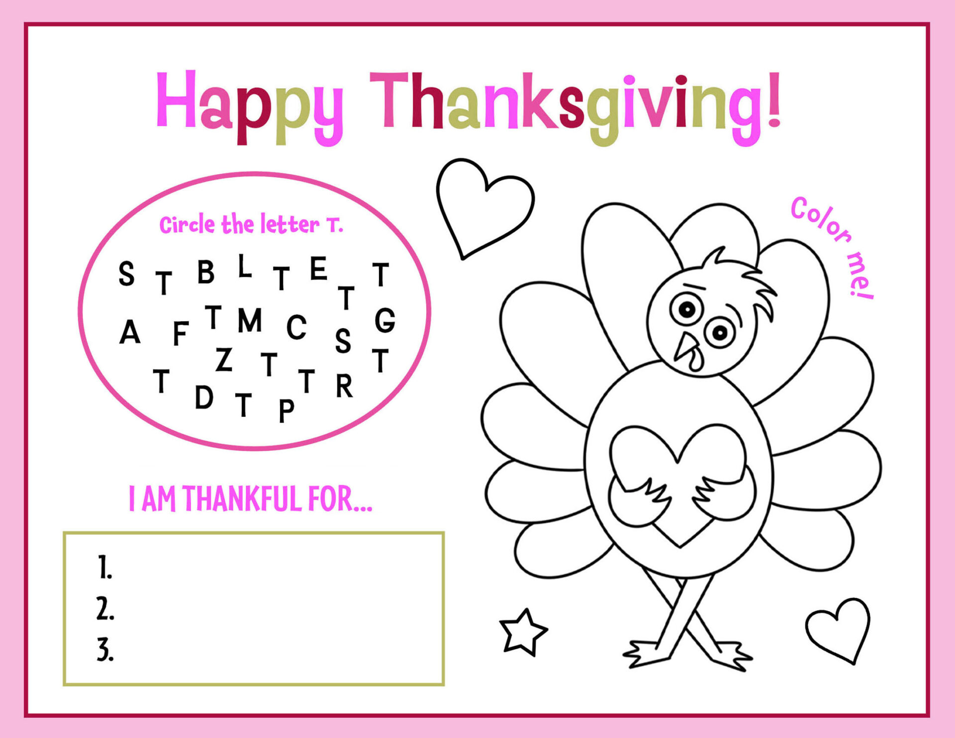 Free Thanksgiving Placemats for Preschool! ⋆ The Hollydog Blog