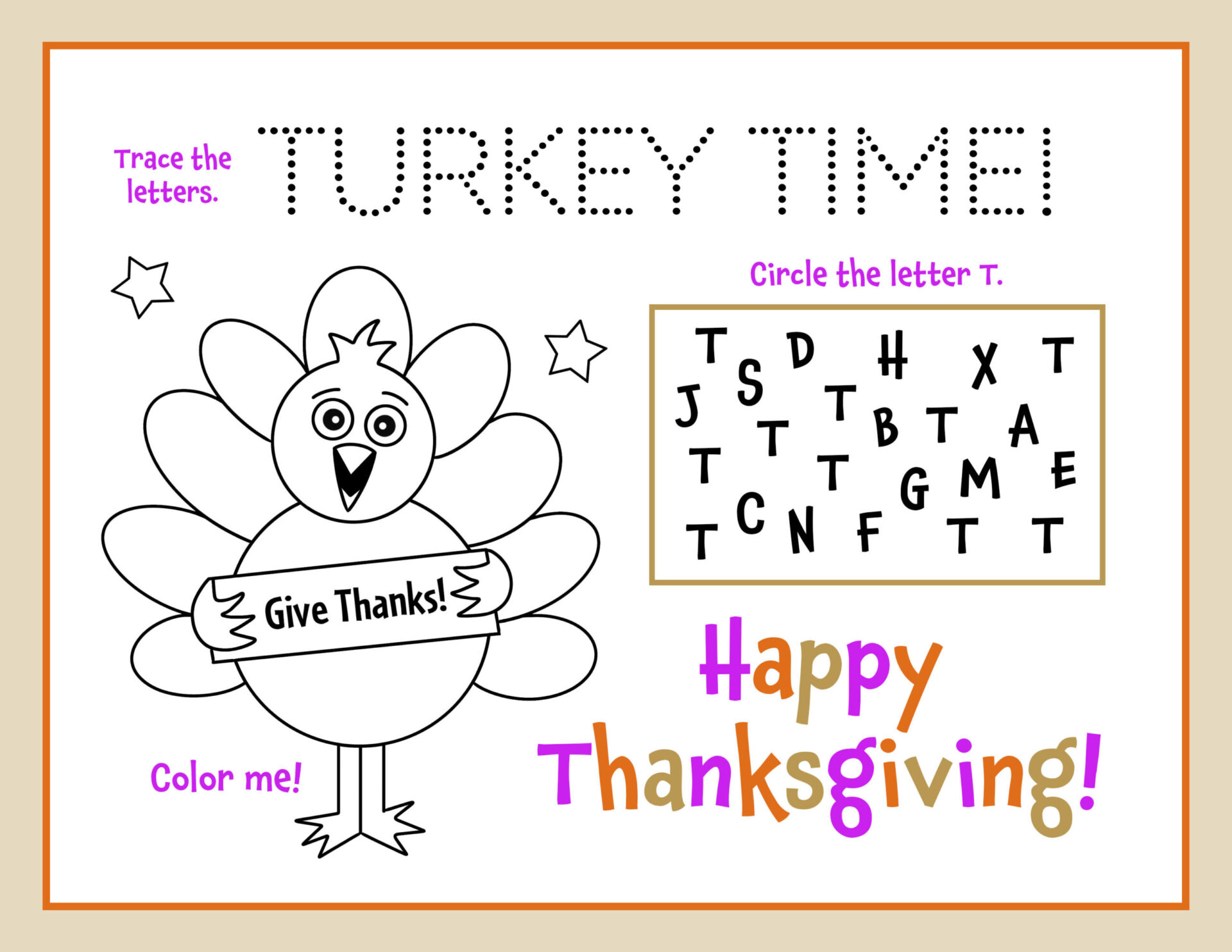 Free Thanksgiving Placemats for Preschool! ⋆ The Hollydog Blog