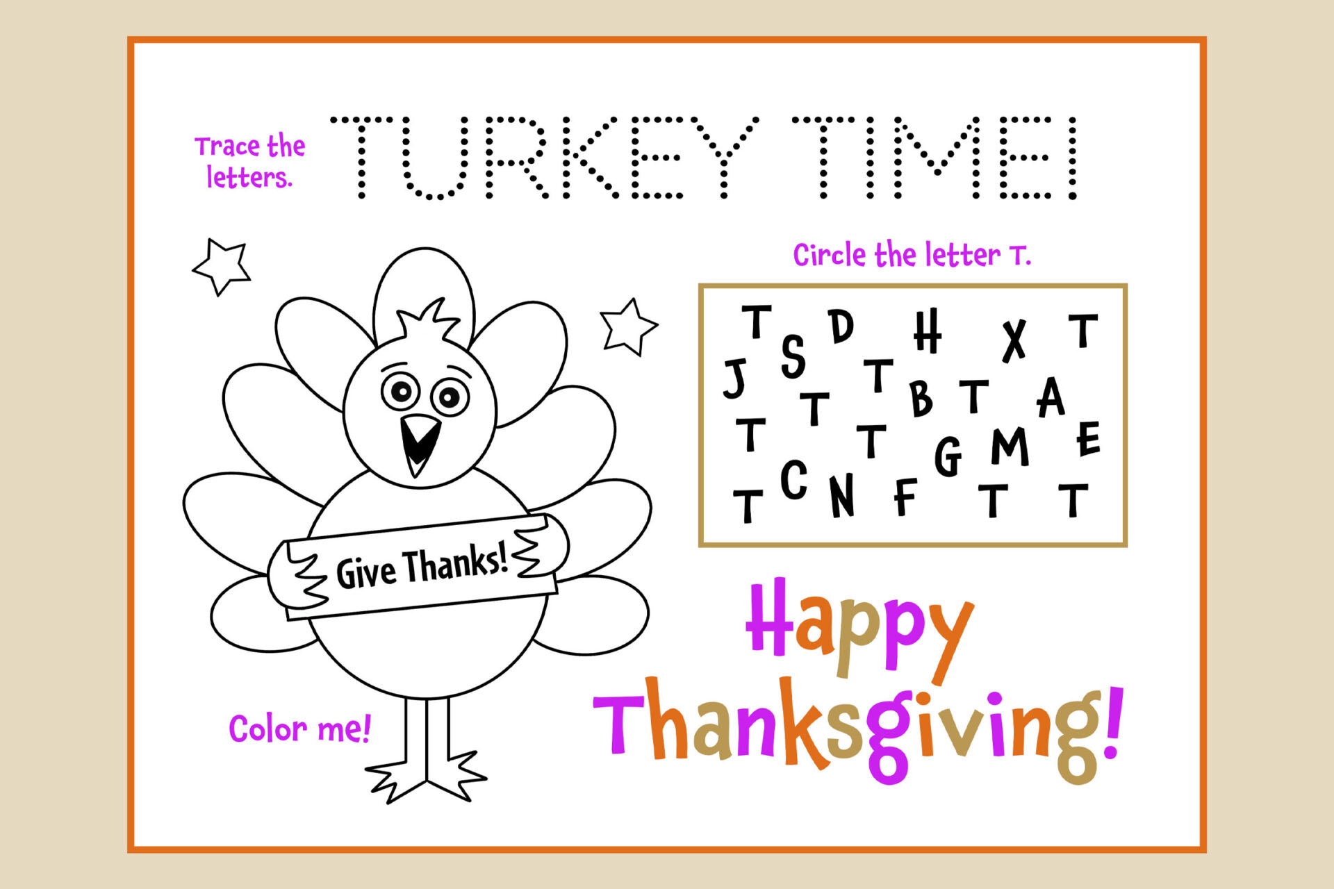 Free Thanksgiving Placemats for Preschool! ⋆ The Hollydog Blog