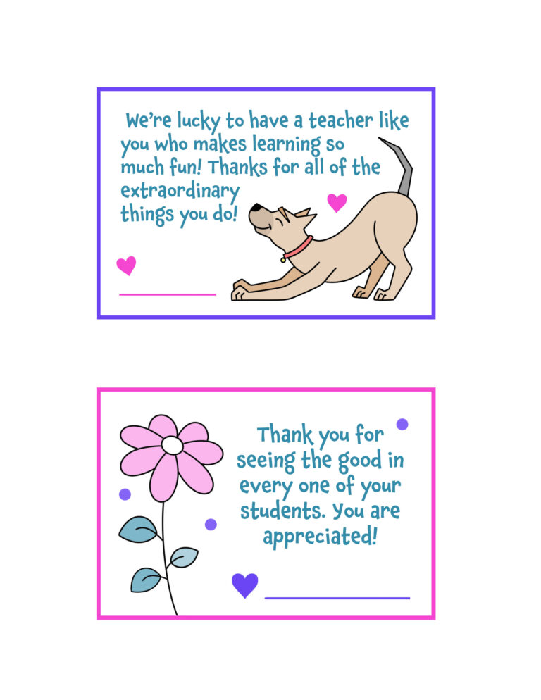 Thank You Message for a Teacher: 10 Free Printable Notes ⋆ The Hollydog ...