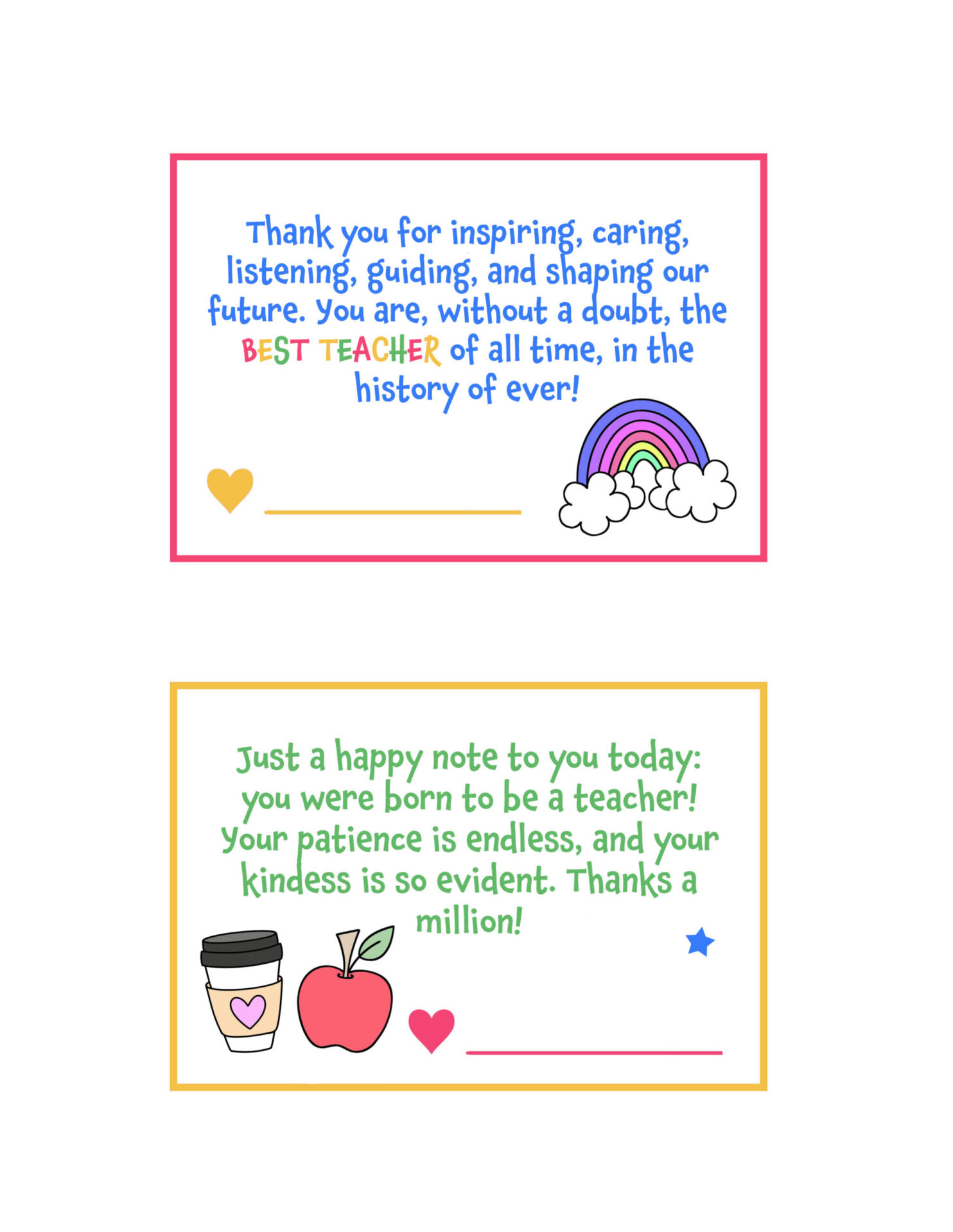 Thank You Message for a Teacher: 10 Free Printable Notes ⋆ The Hollydog ...